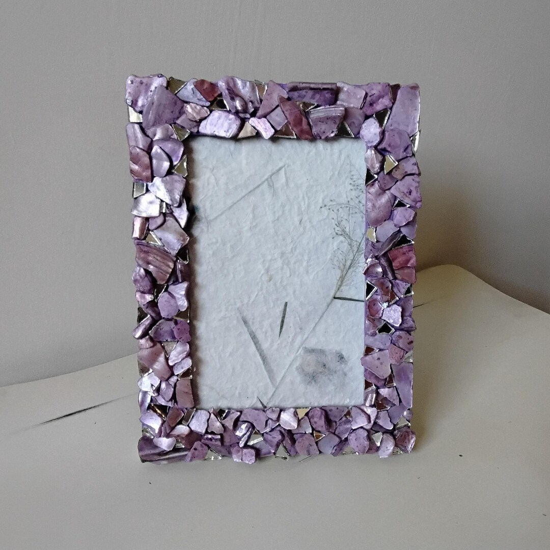 Purple Lavender-stained Abalone Shell and Mirror Vertical or Horizontal ...