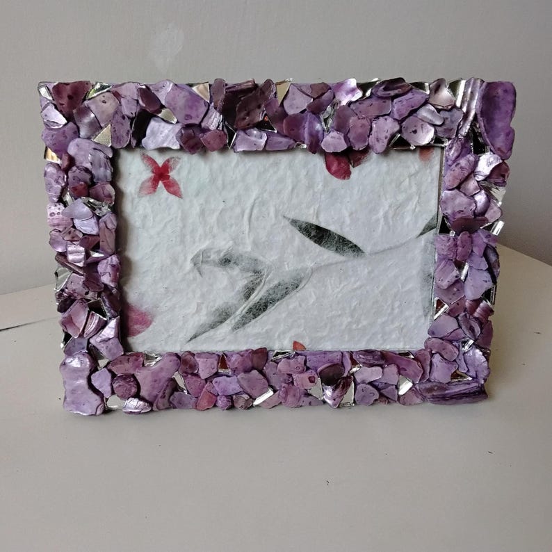 Purple Lavender-stained Abalone Shell and Mirror Vertical or Horizontal ...