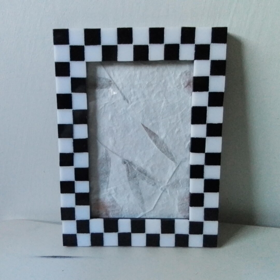 Mosaic Checkered/checkerboard Black and White Stained Glass 4 X 6 Inch ...