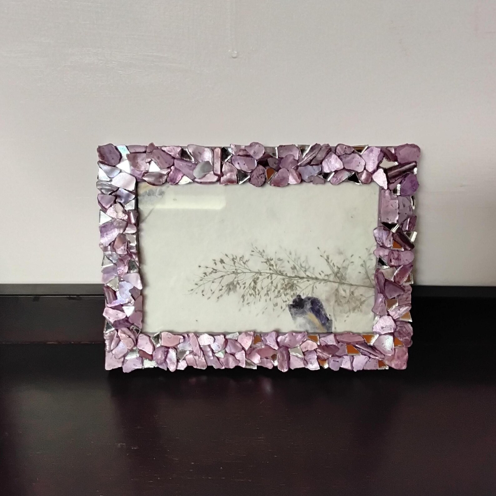 Purple Lavender-stained Abalone Shell and Mirror Vertical or Horizontal ...