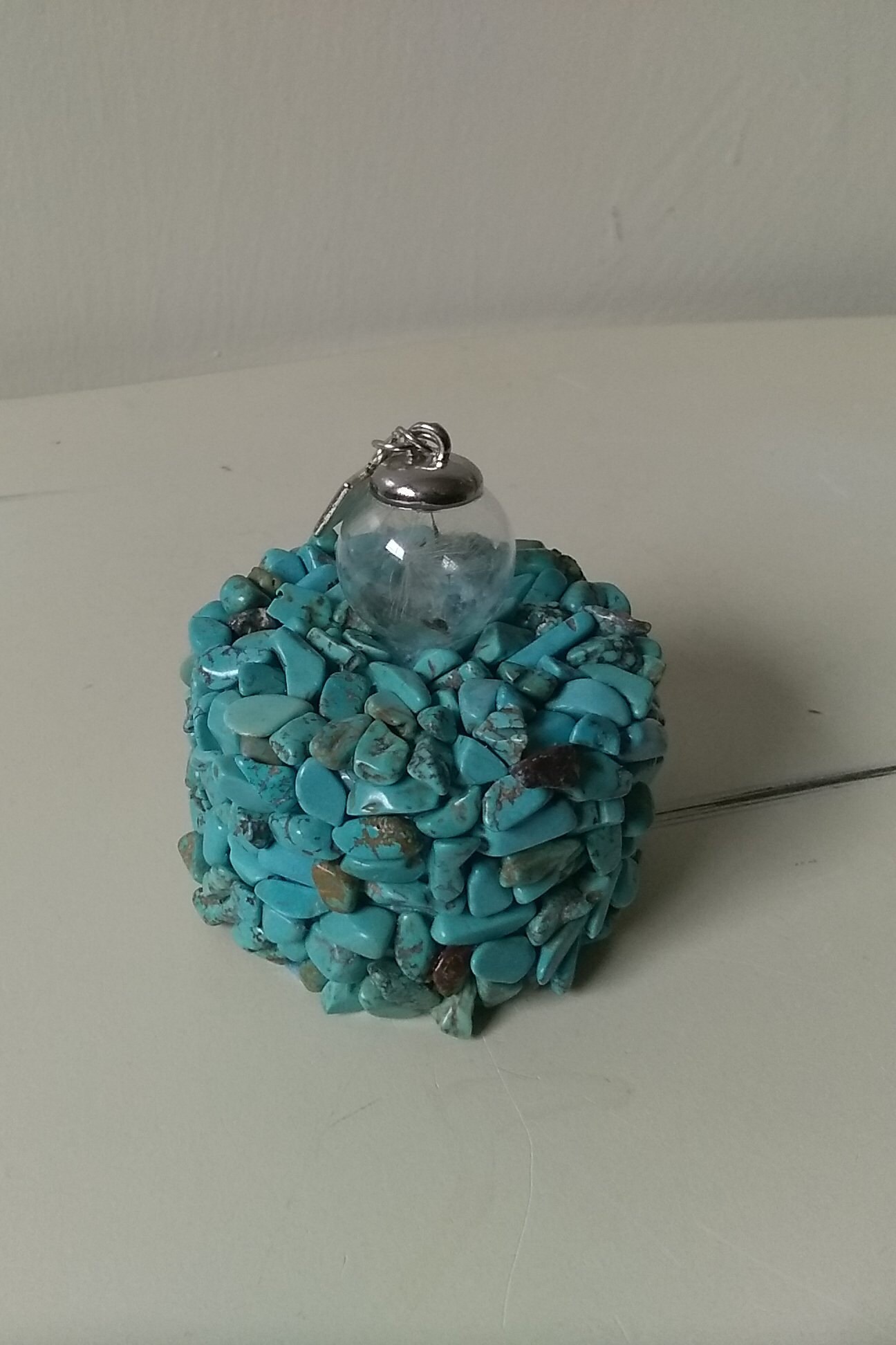 Turquoise Encrusted Small Round Jewelry, Keepsake, Trinket, Ring Box ...