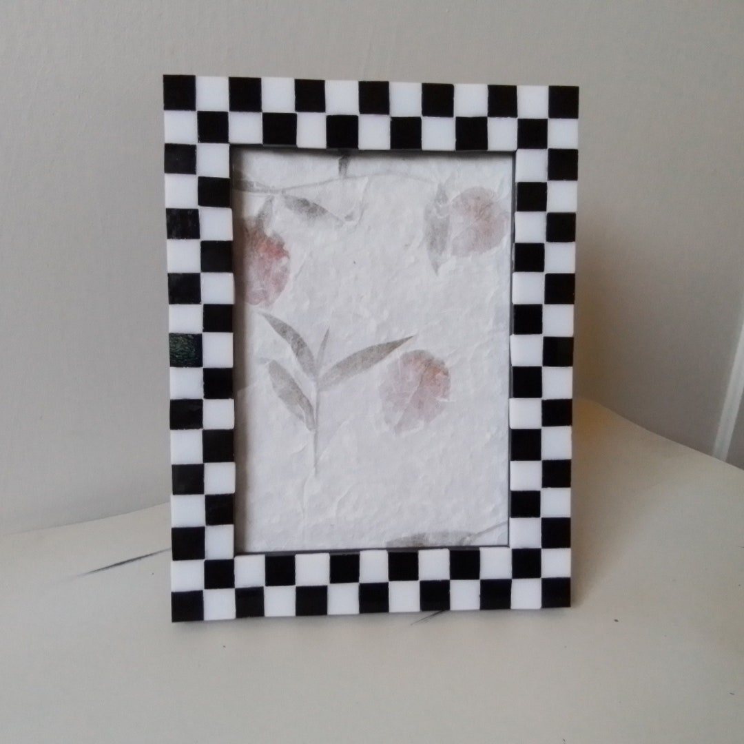 Mosaic Stained Glass Black and White Checkerboard/checkered Hanging or ...