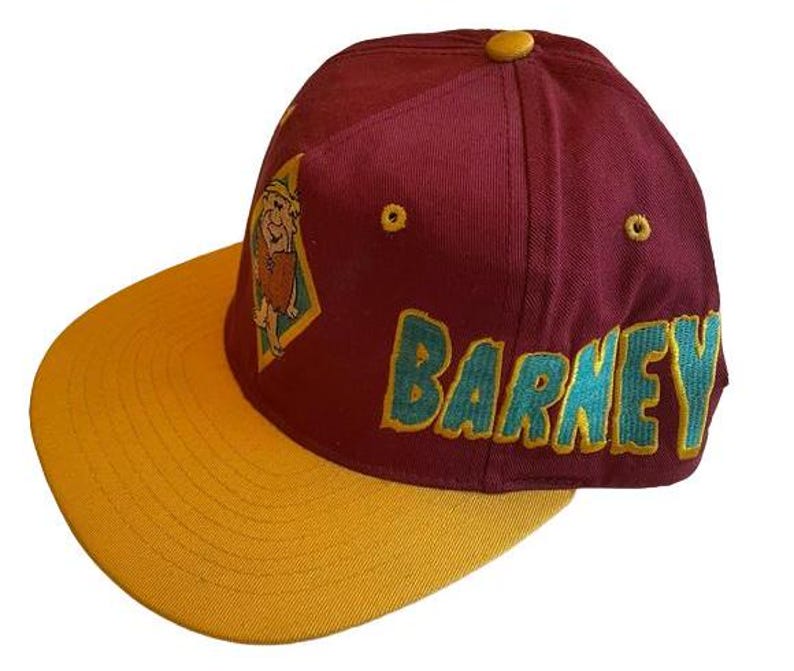 Vintage Flintstones Barney Embroidered Spell Out Snapback Hat Cap New ...