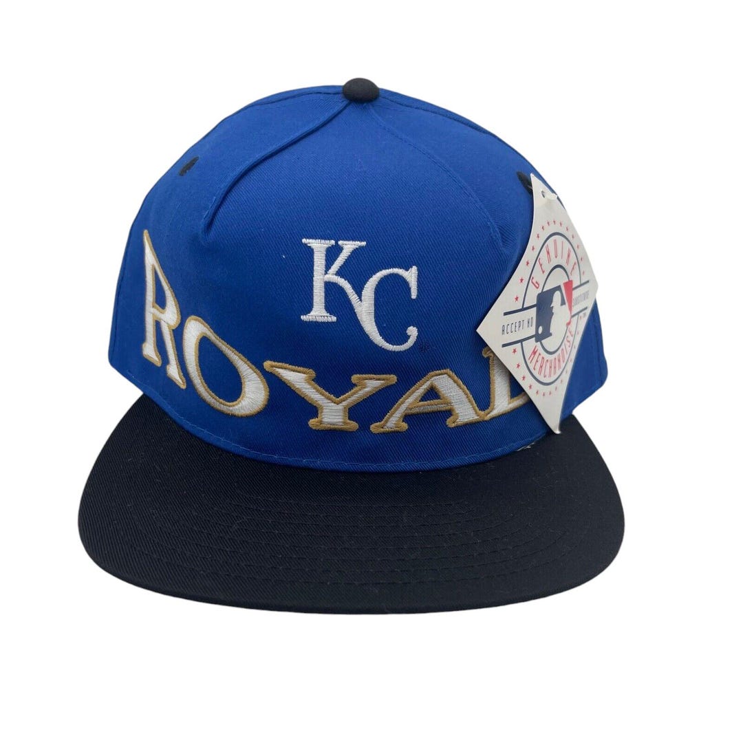 Vintage Kansas City Royals Snapback Hat Cap Blue Spellout Adjustable ...