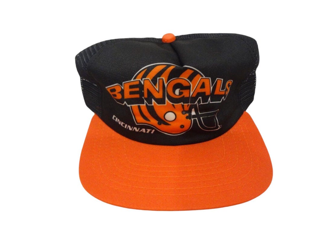 Vintage Cincinnati Bengals Trucker Mesh Snapback Hat New Era Pro Model ...