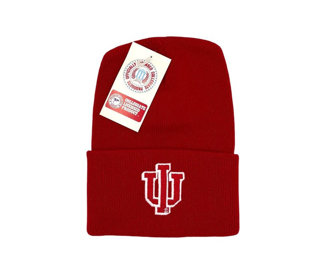 Vintage NCAA Indiana Hoosiers Beanie Red Knit Cuff Winter Cap New With ...