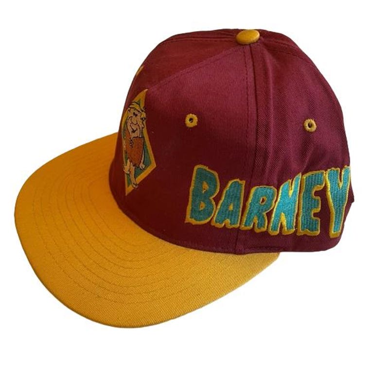 Vintage Flintstones Barney Embroidered Spell Out Snapback Hat Cap New ...