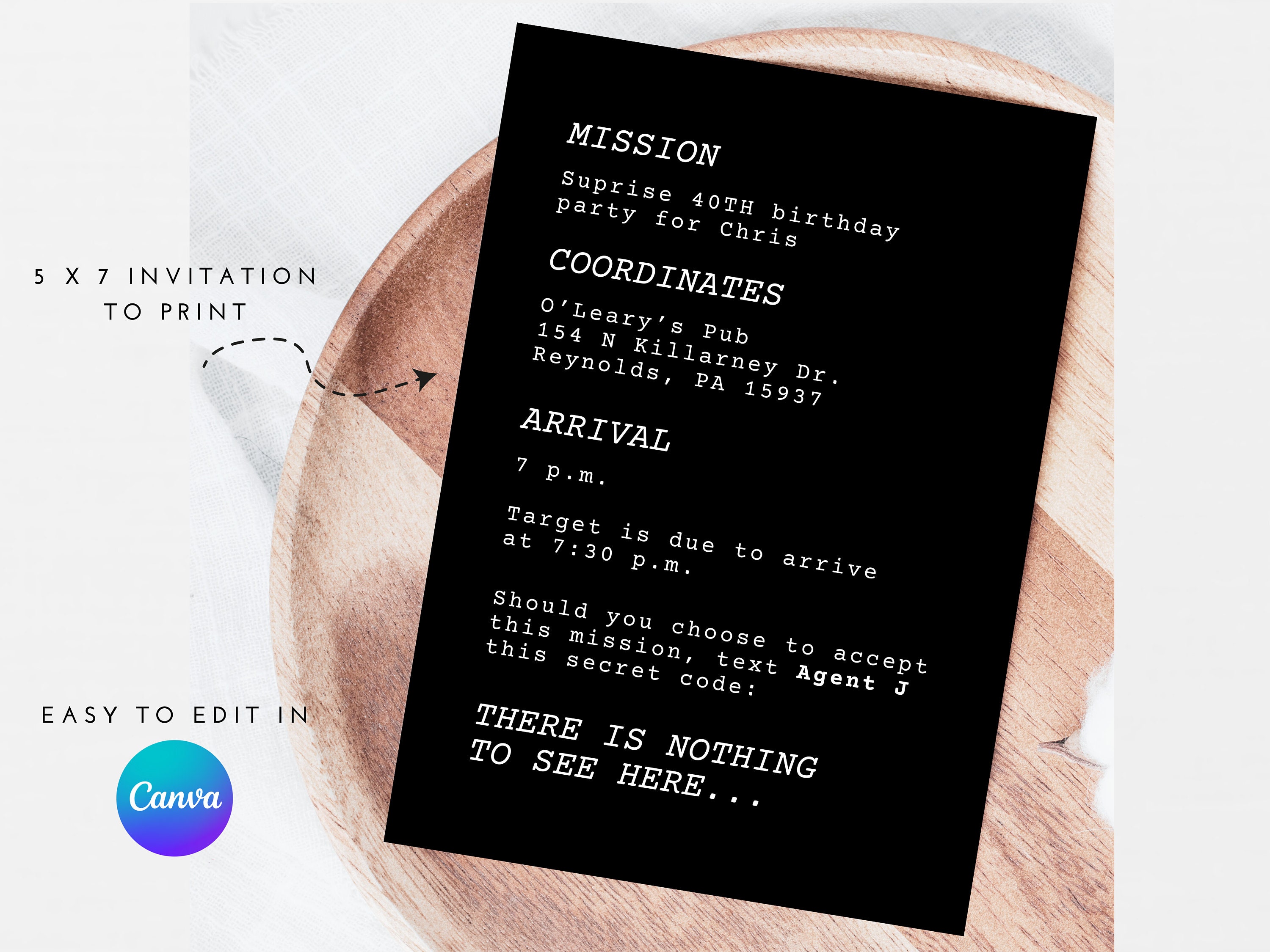 Surprise Birthday Invitation Top Secret Party Adult Birthday Invitation ...