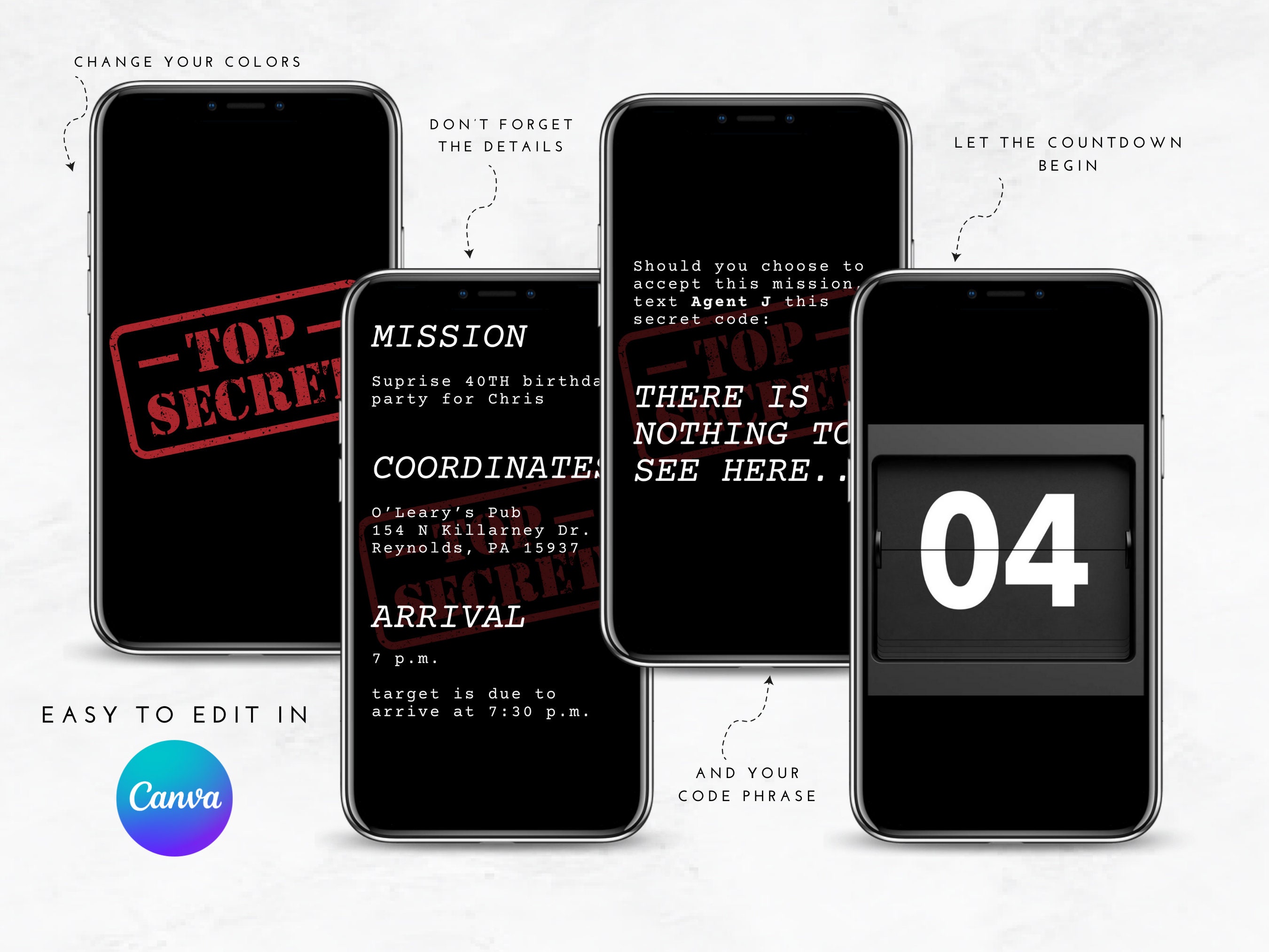 Surprise Birthday Invitation Top Secret Party Adult Birthday Invitation ...