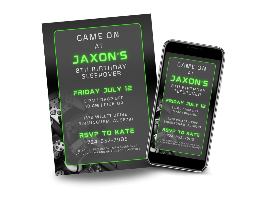 Video Game Birthday Party Invitations | Digital & Printable Gamer Party ...