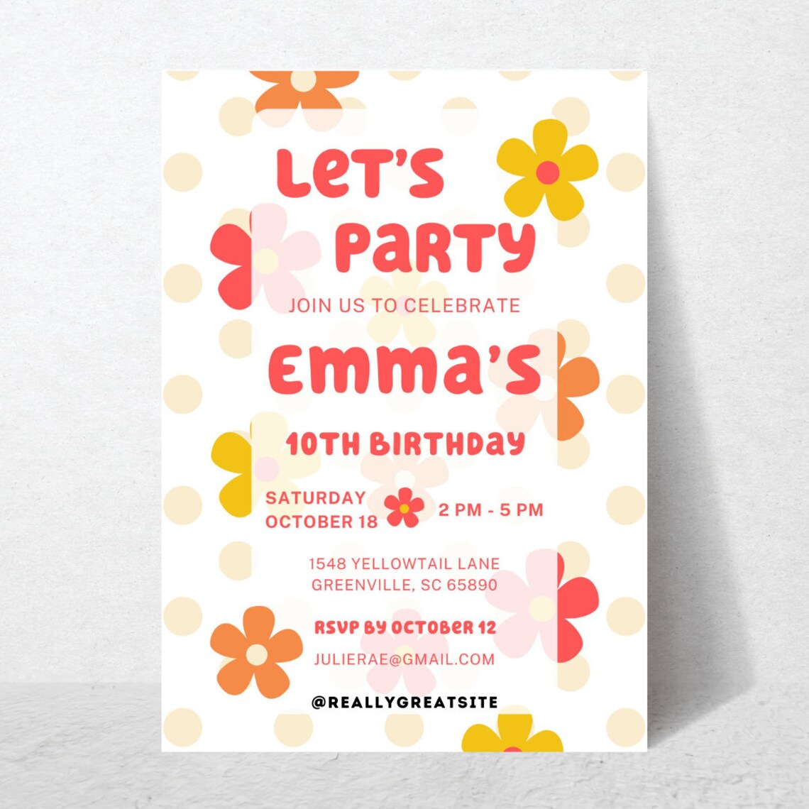 Preppy Floral Invitation Templates | Dark Pink, Mustard & Burnt Orange ...