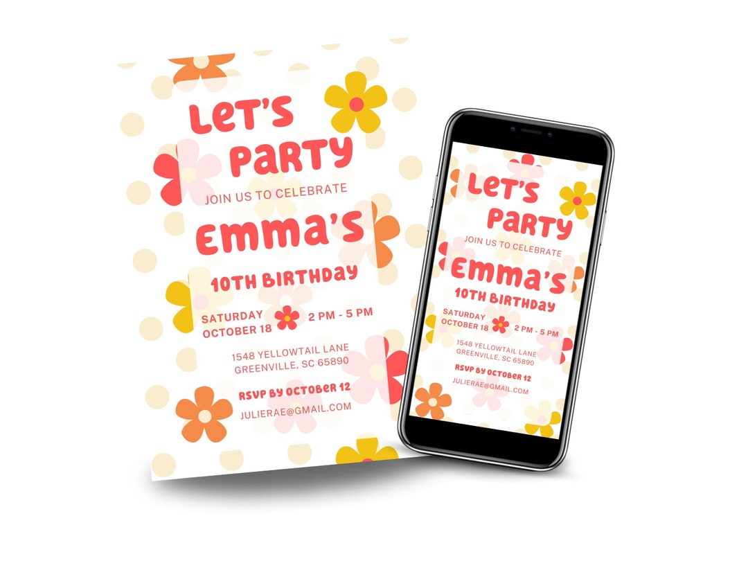 Preppy Floral Invitation Templates | Dark Pink, Mustard & Burnt Orange ...