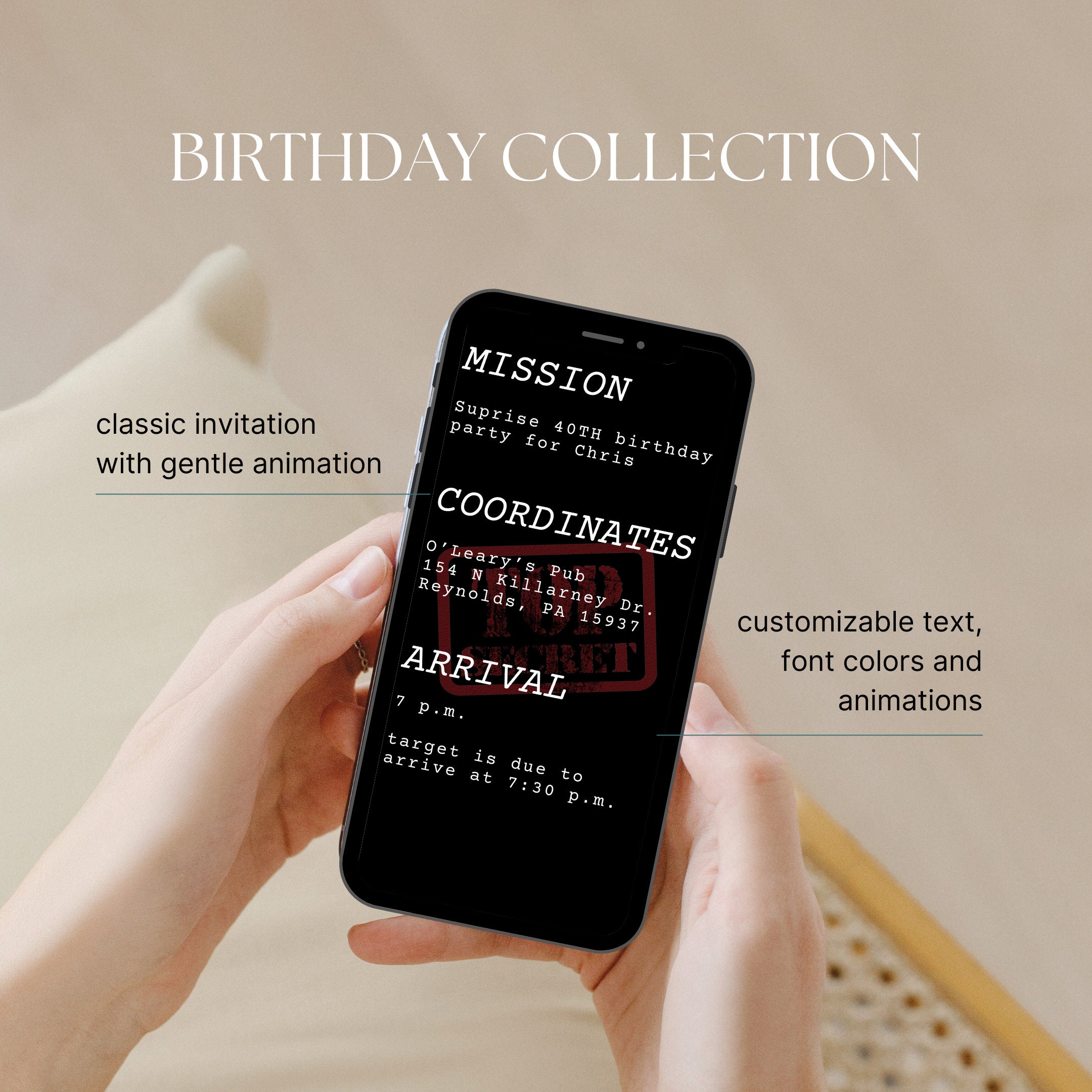 Surprise Birthday Invitation Top Secret Party Adult Birthday Invitation ...