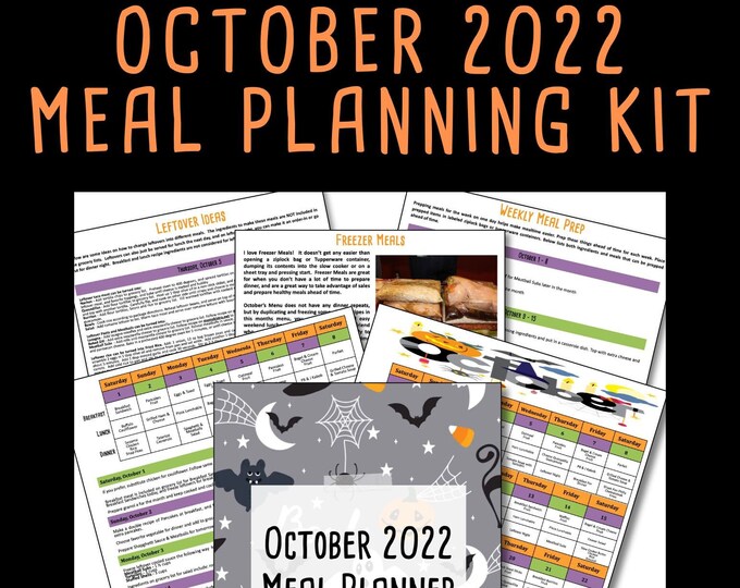 Printable Meal Plan October Meal Plan Monthly Meal Planner W/ Grocery ...