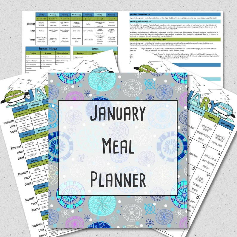 January 2020 Meal Planner, Budget Monthly Meal Planner W/ Grocery List ...
