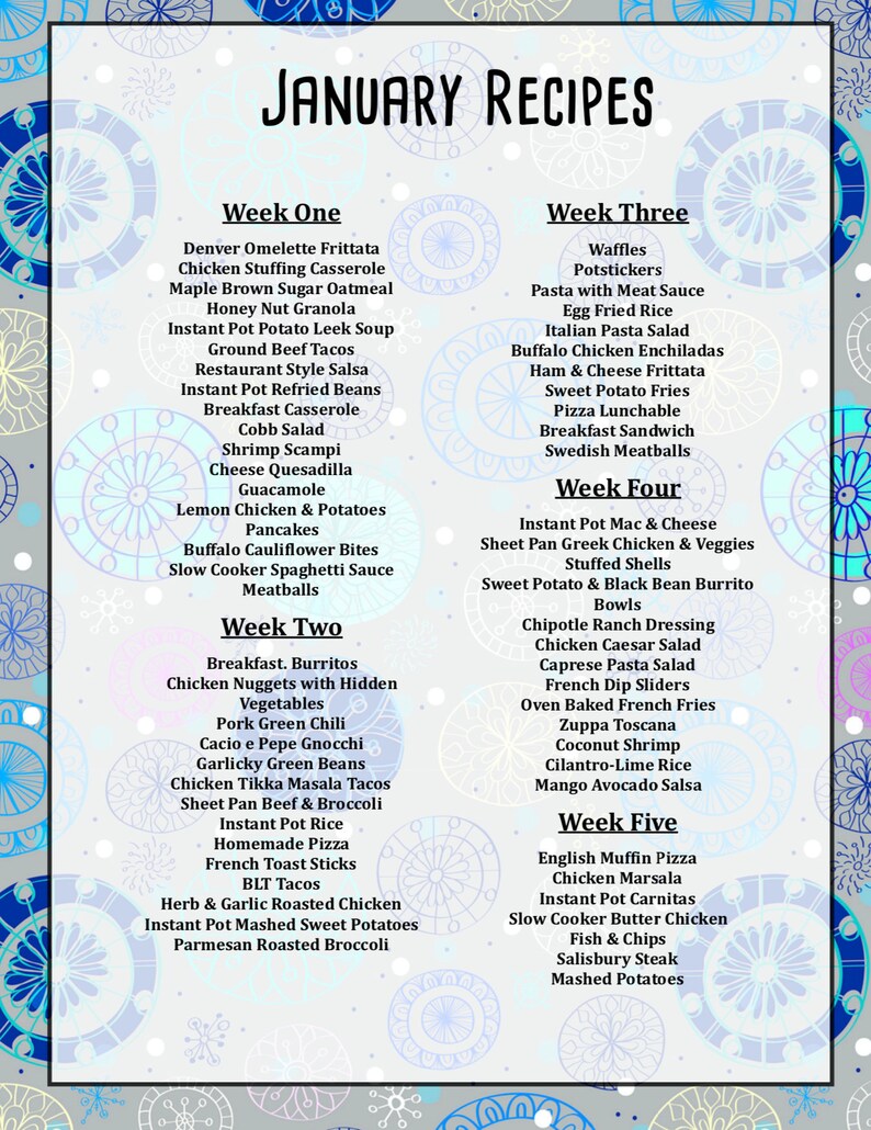 January 2020 Meal Planner, Budget Monthly Meal Planner W/ Grocery List ...