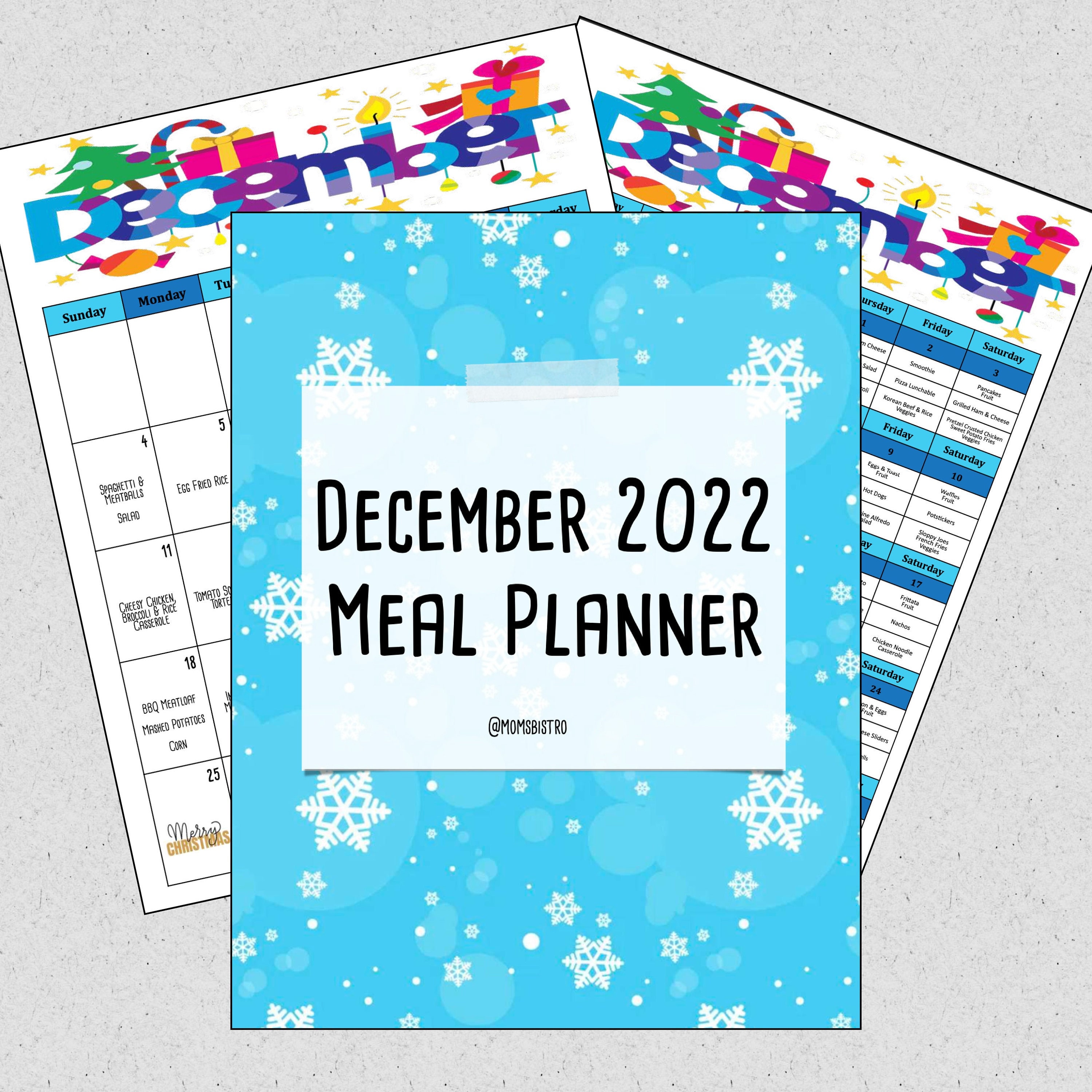 December Meal Plan Kid Friendly Meal Planner W/ Grocery Lists & Recipes ...