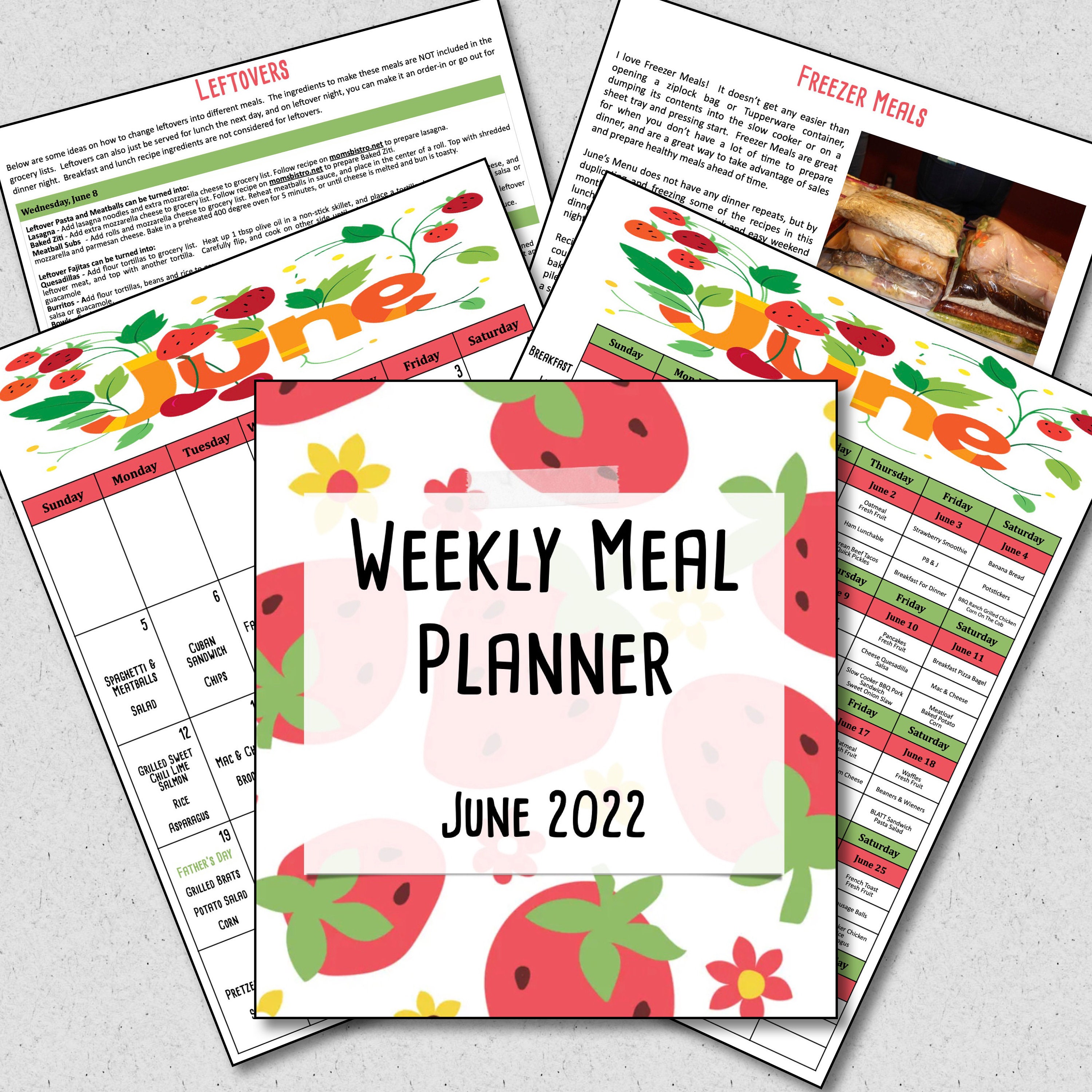 Weekly & Monthly Meal Plan - JUNE 2022 - Meal Planner W/ Grocery List ...