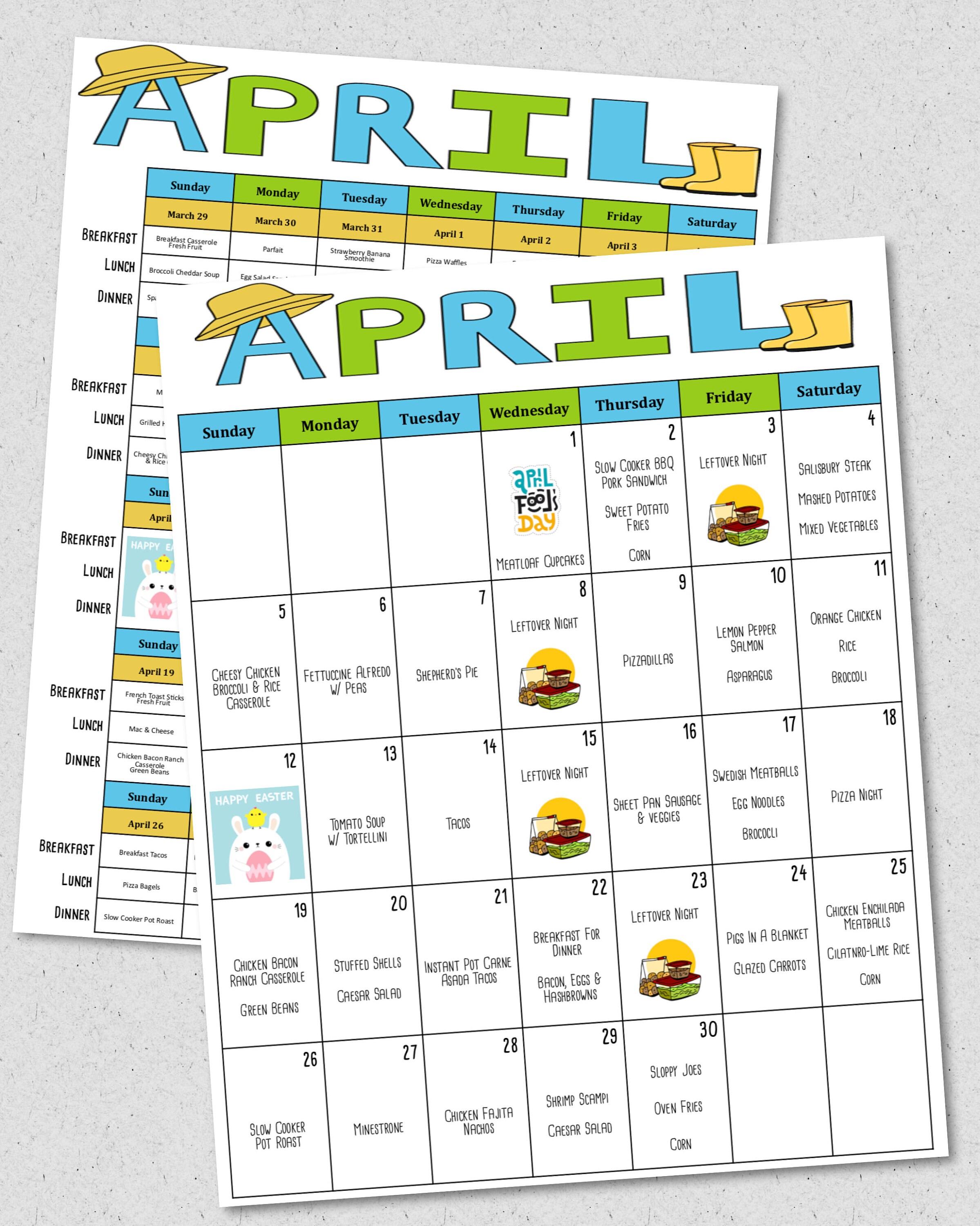 April 2020 Meal Planner Monthly & Weekly Meal Planner W/ Grocery Lists ...