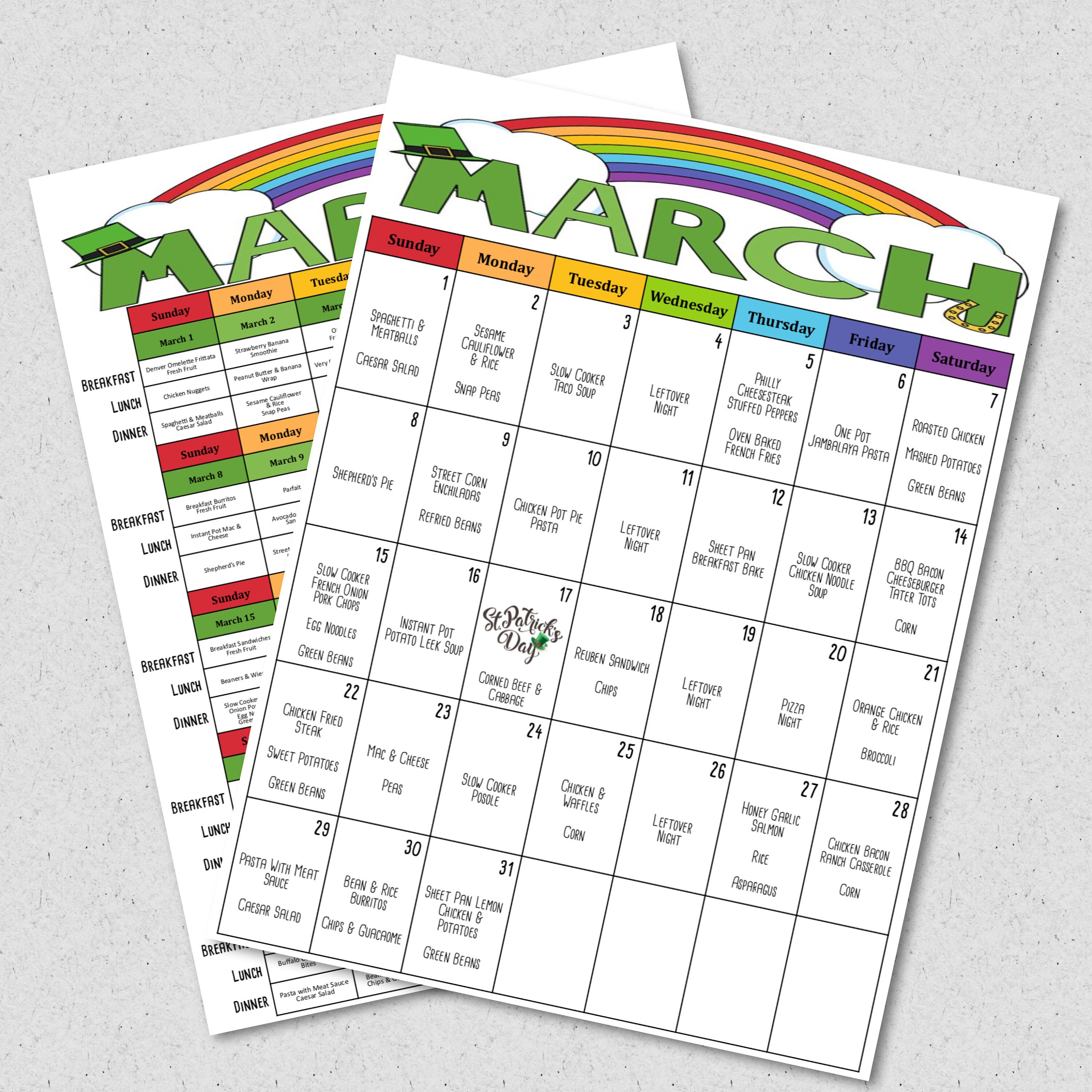 March 2020 Meal Planner and Cookbook Monthly & Weekly Meal Planner W ...