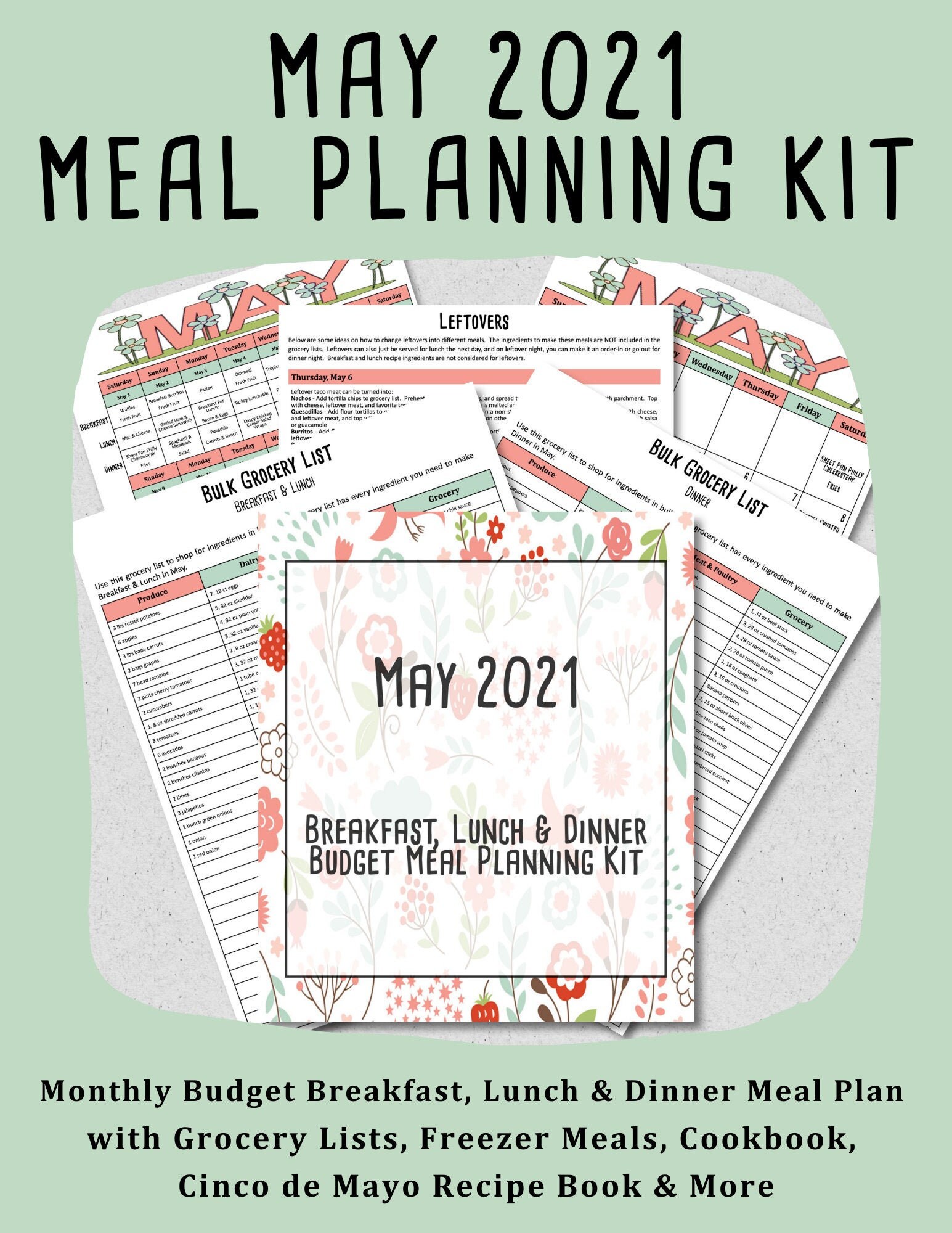 MAY 2021 Monthly Breakfast, Lunch & Dinner Budget Meal Planner W ...