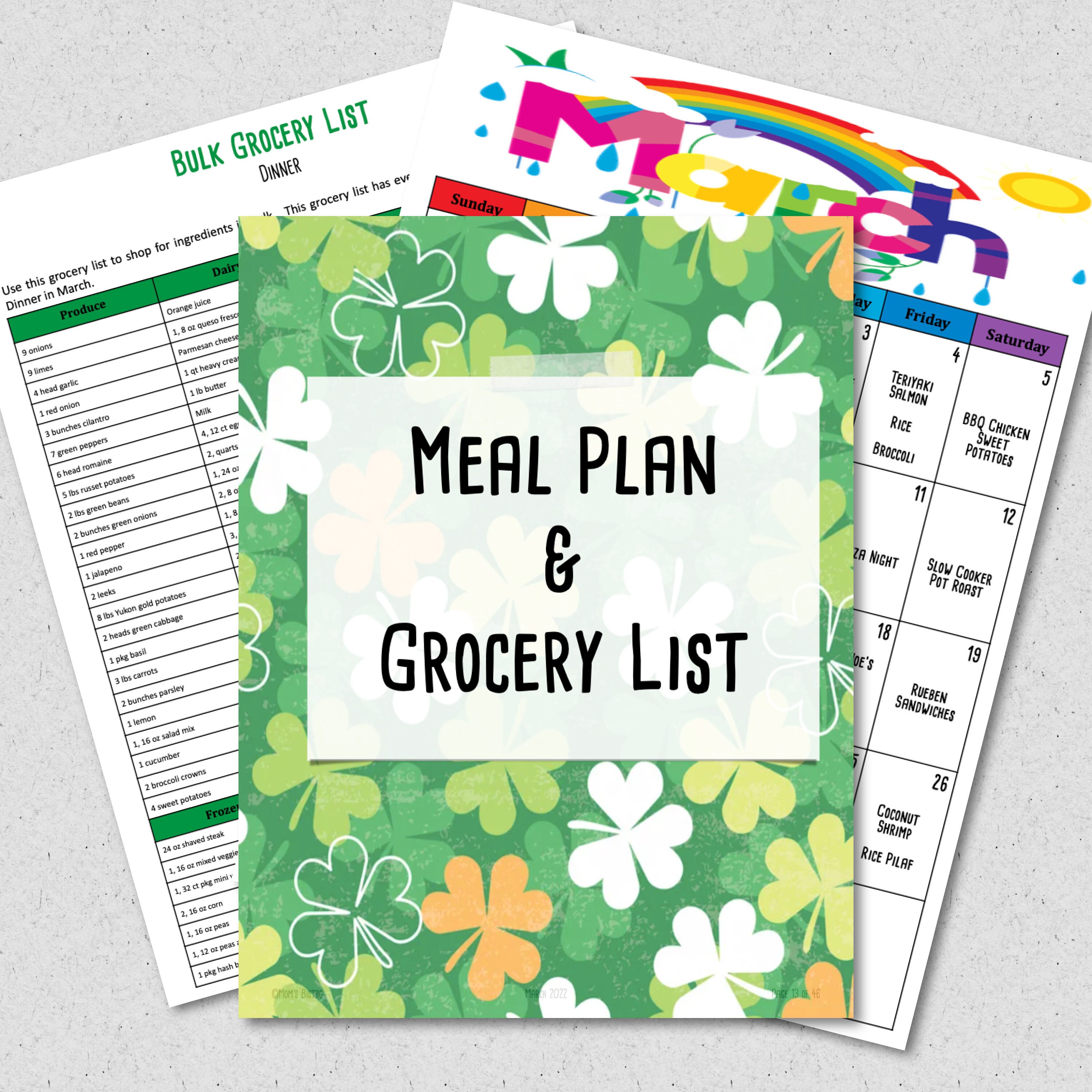 Printable Budget Monthly & Weekly Meal Planning Kit W/ Grocery Lists ...
