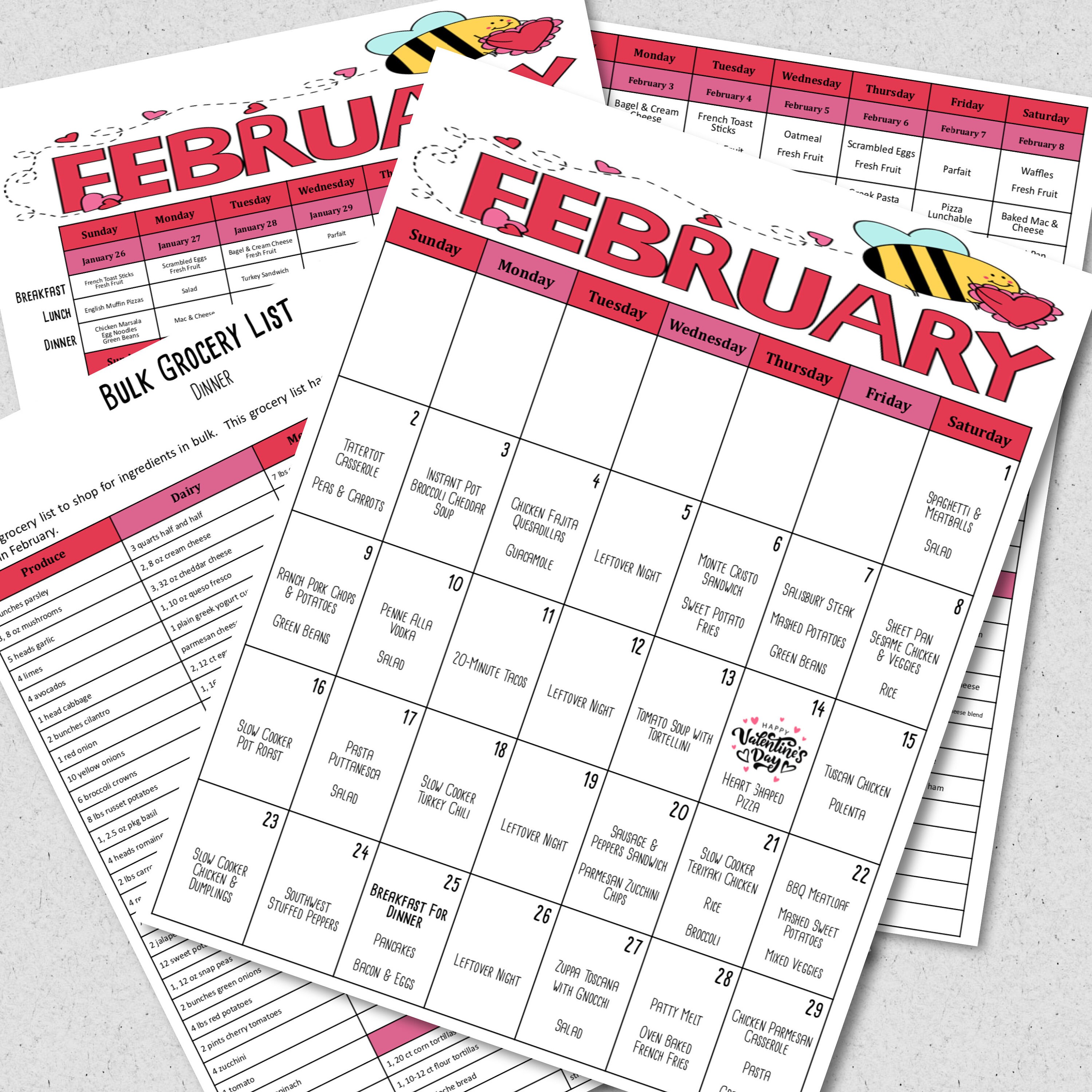 February 2020 Monthly Meal Planner With Grocery List and Cookbook BONUS ...