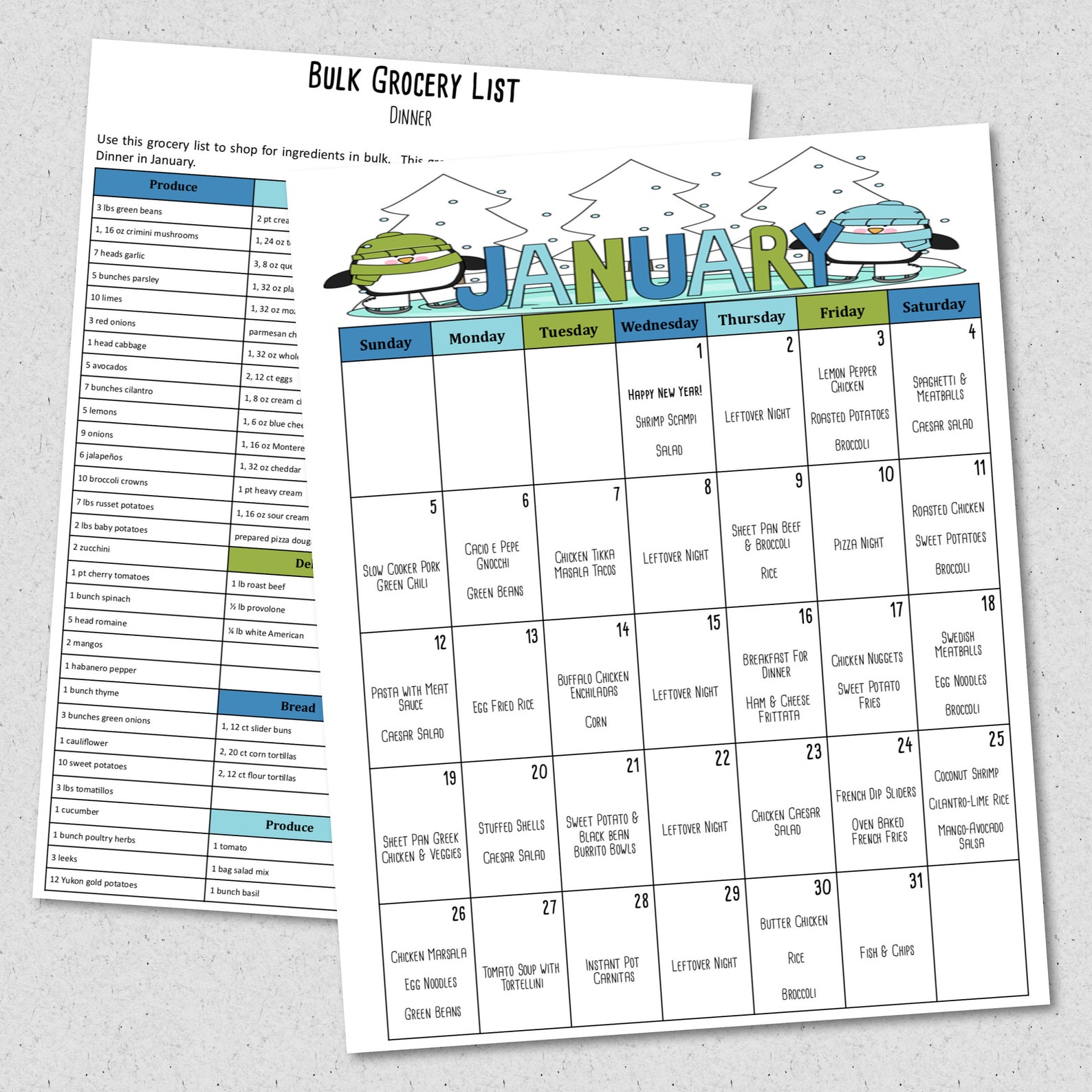 January 2020 Meal Planner, Budget Monthly Meal Planner W/ Grocery List ...