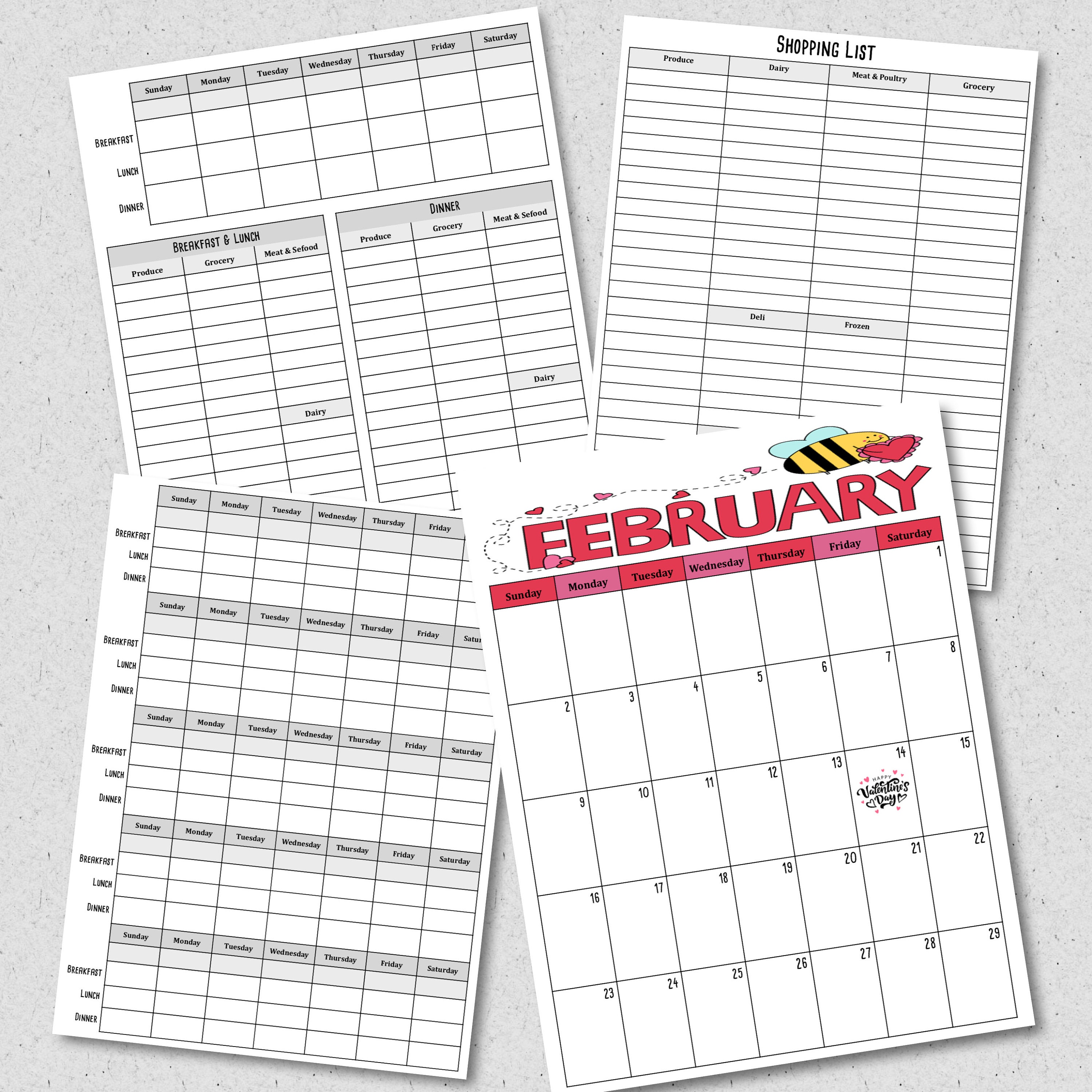 February 2020 Monthly Meal Planner With Grocery List and Cookbook BONUS ...