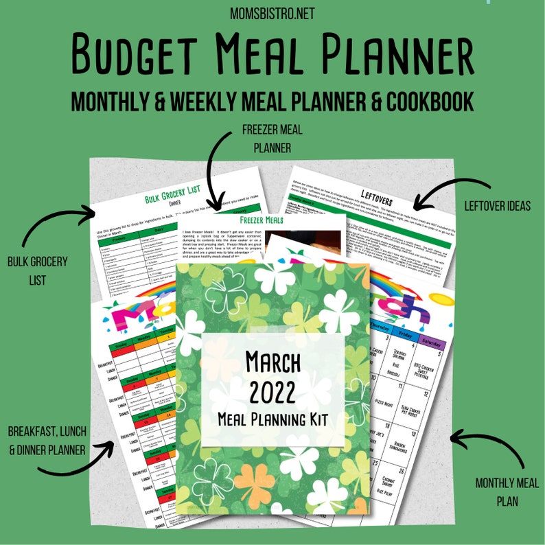 Printable Budget Monthly & Weekly Meal Planning Kit W/ Grocery Lists ...
