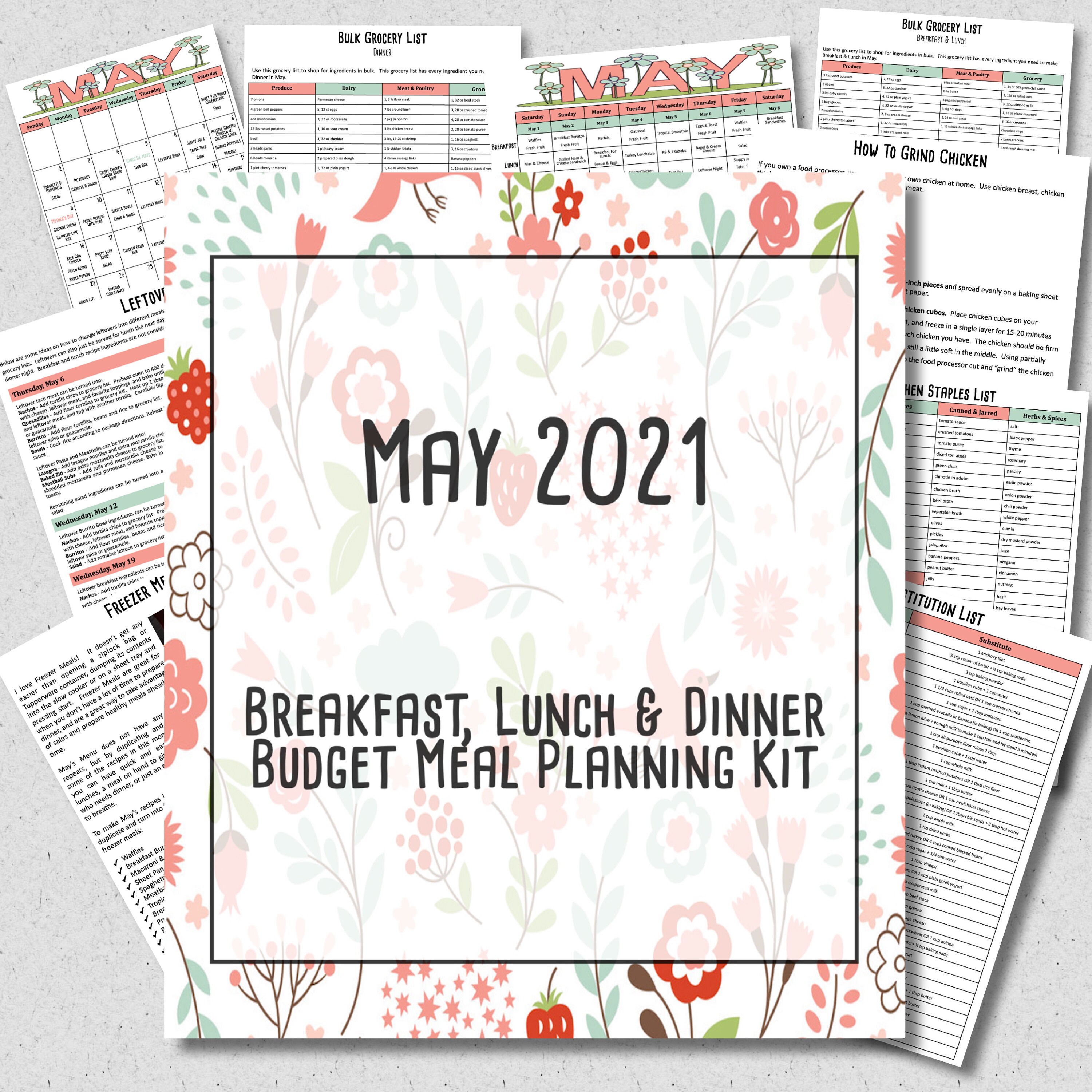 MAY 2021 Monthly Breakfast, Lunch & Dinner Budget Meal Planner W ...