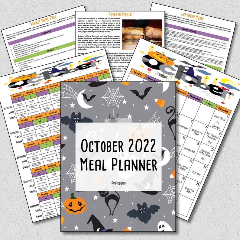 Printable Meal Plan October Meal Plan Monthly Meal Planner W/ Grocery ...