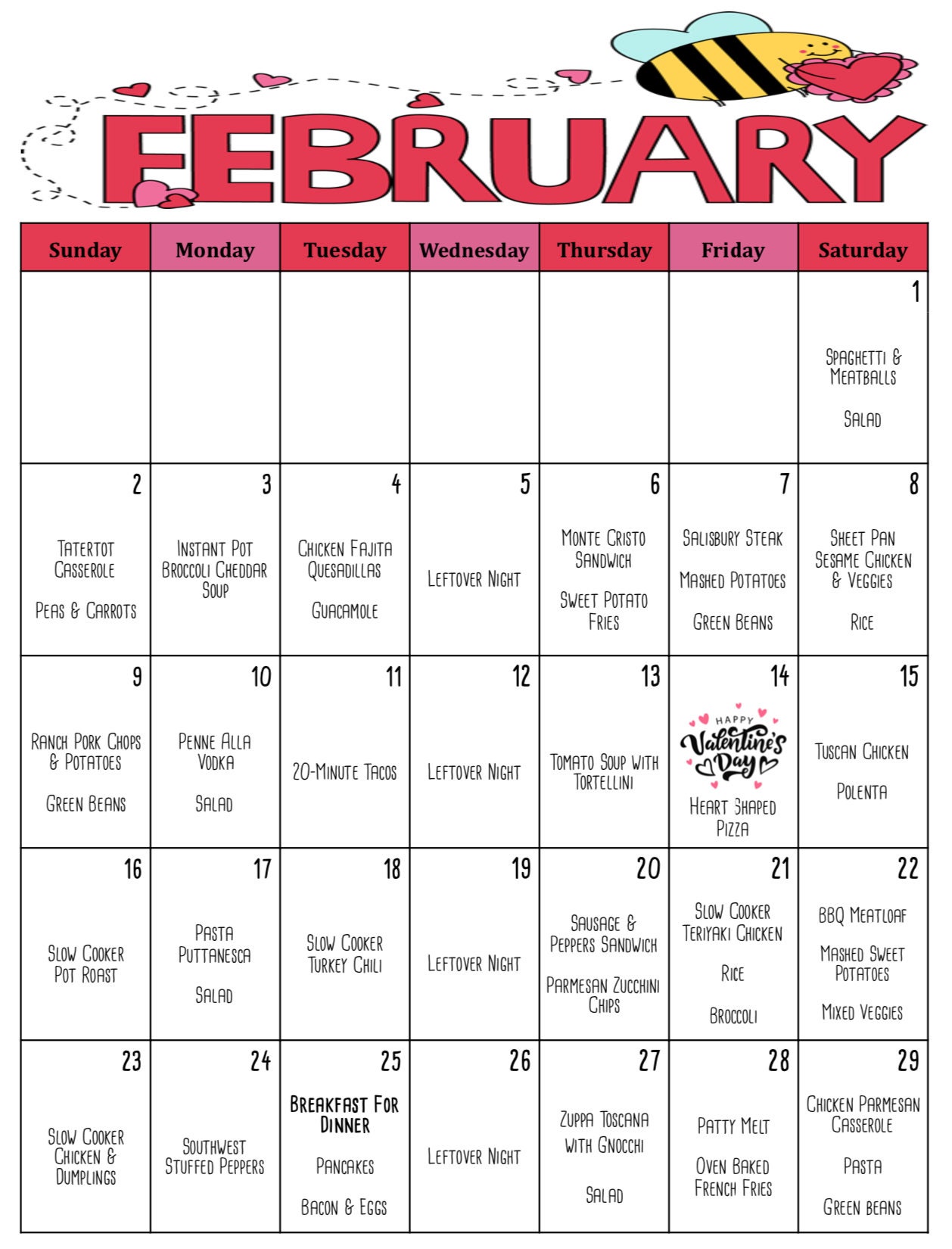 February 2020 Monthly Meal Planner With Grocery List and Cookbook BONUS ...