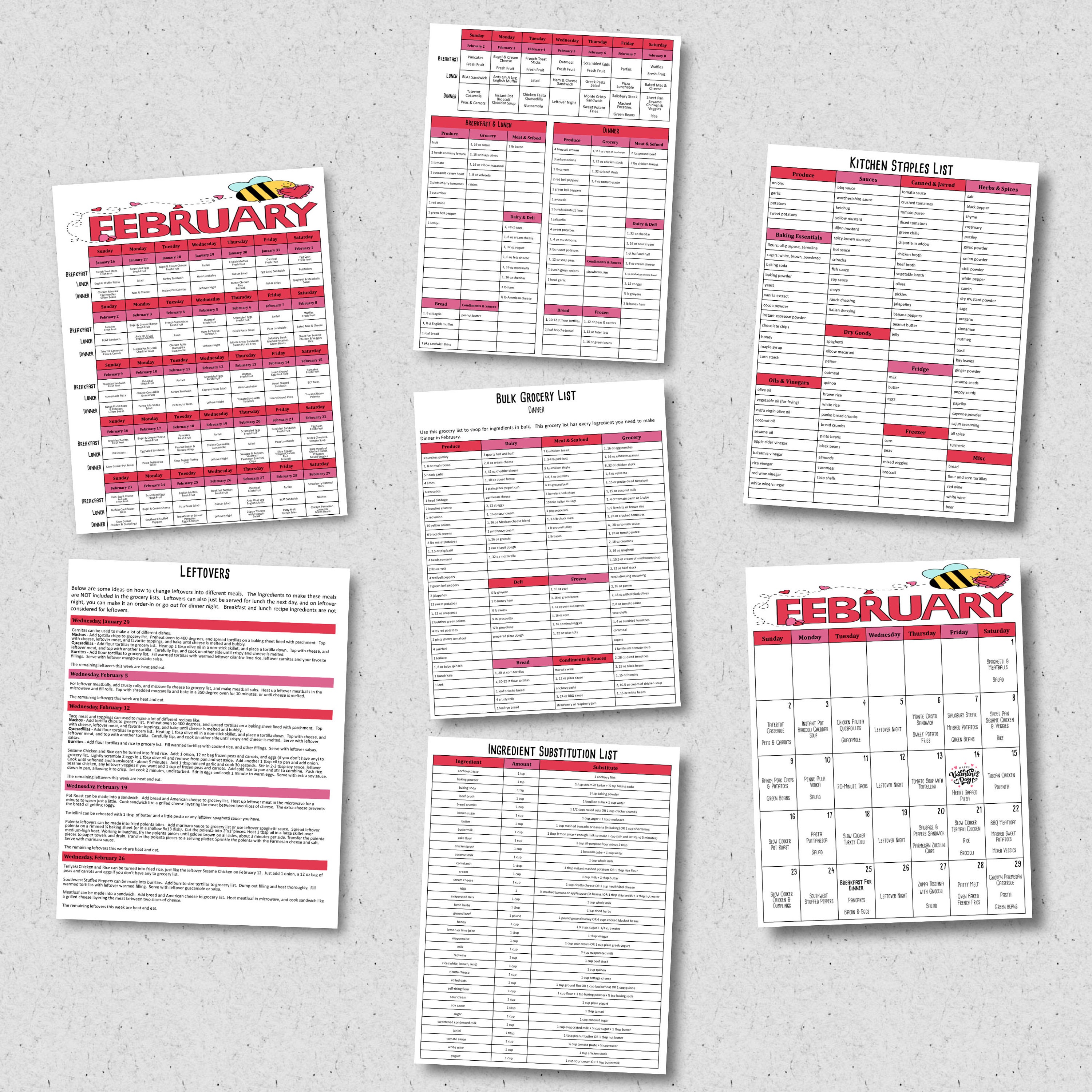 February 2020 Monthly Meal Planner With Grocery List and Cookbook BONUS ...