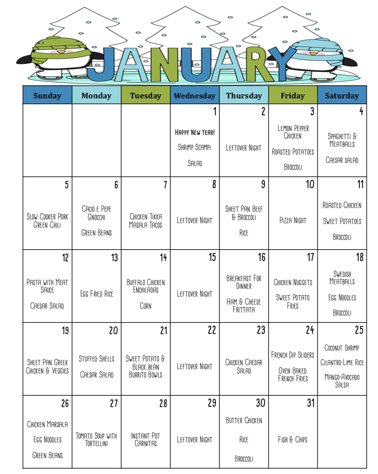 January 2020 Meal Planner, Budget Monthly Meal Planner W/ Grocery List ...