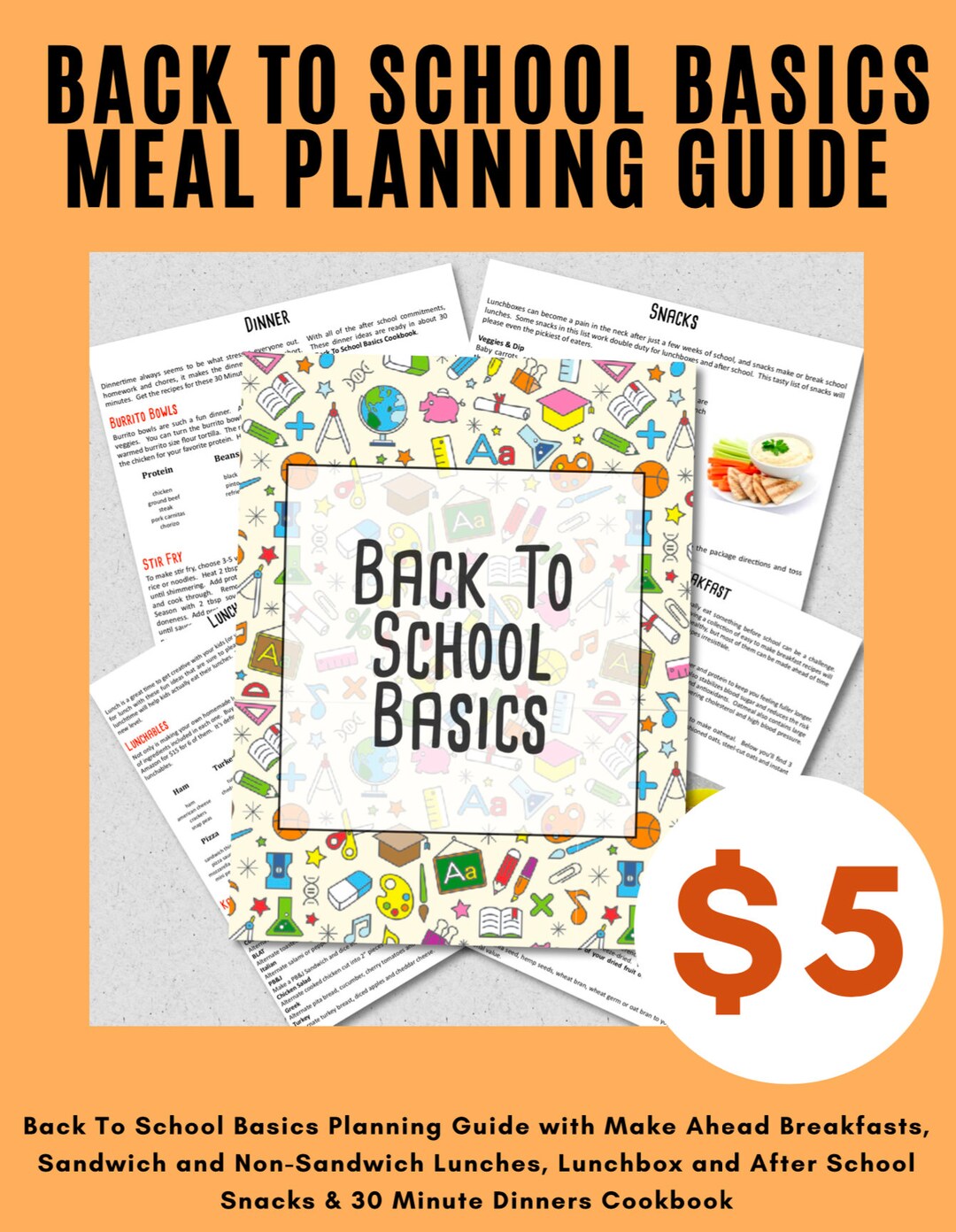 Back to School Basics Meal Planning Guide, School Lunch, Meal Planner ...