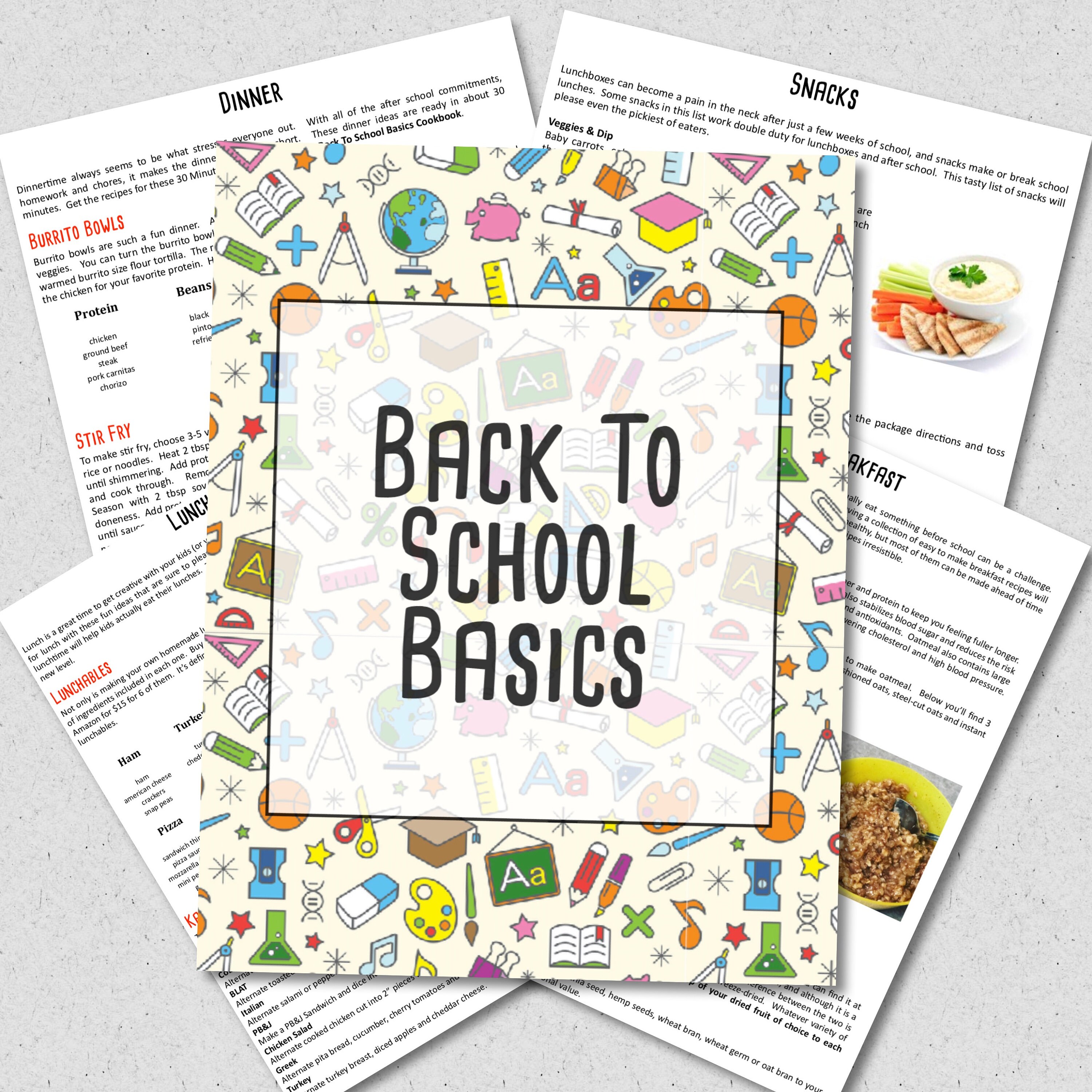 Back to School Basics Meal Planning Guide, School Lunch, Meal Planner ...