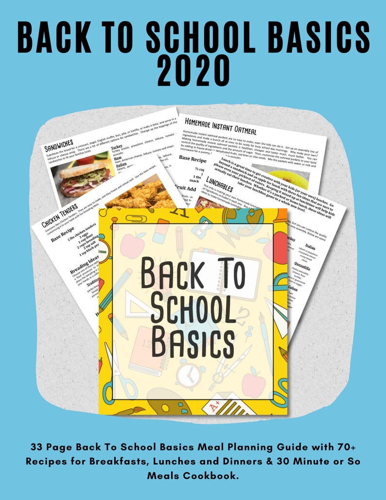 2020 Back to School Basics Meal Planning Guide, School Lunch, Meal ...