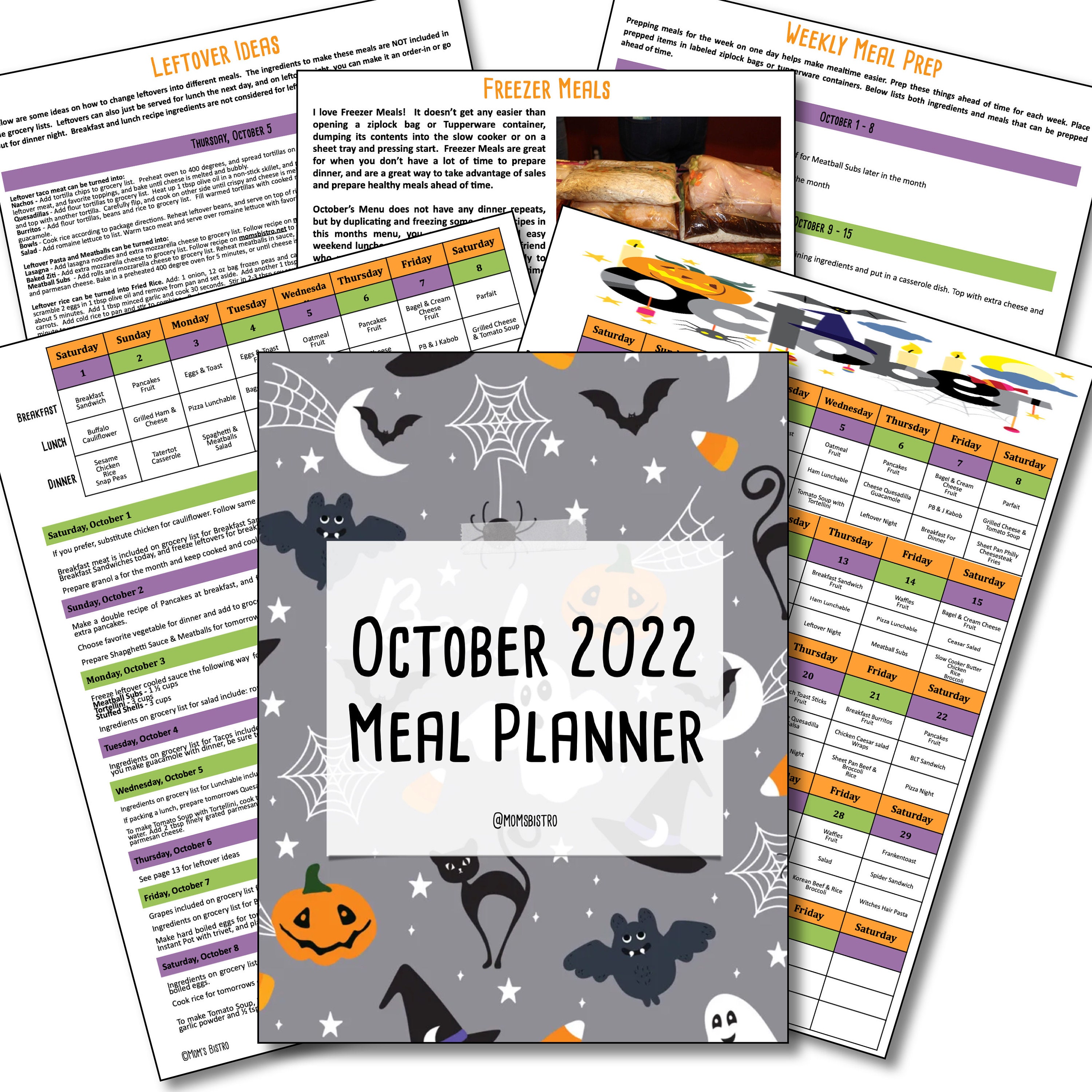 Printable Meal Plan October Meal Plan Monthly Meal Planner W/ Grocery ...
