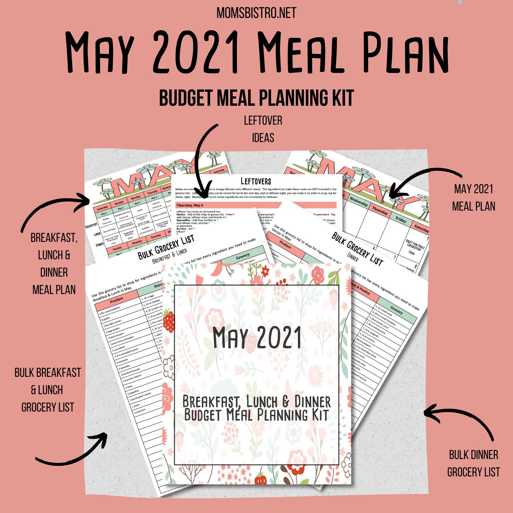 MAY 2021 Monthly Breakfast, Lunch & Dinner Budget Meal Planner W ...