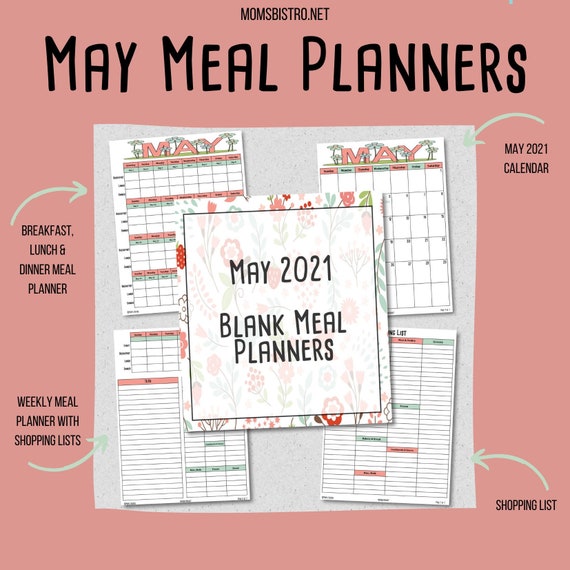 MAY 2021 Meal Planning Printables Monthly Meal Plan Weekly - Etsy