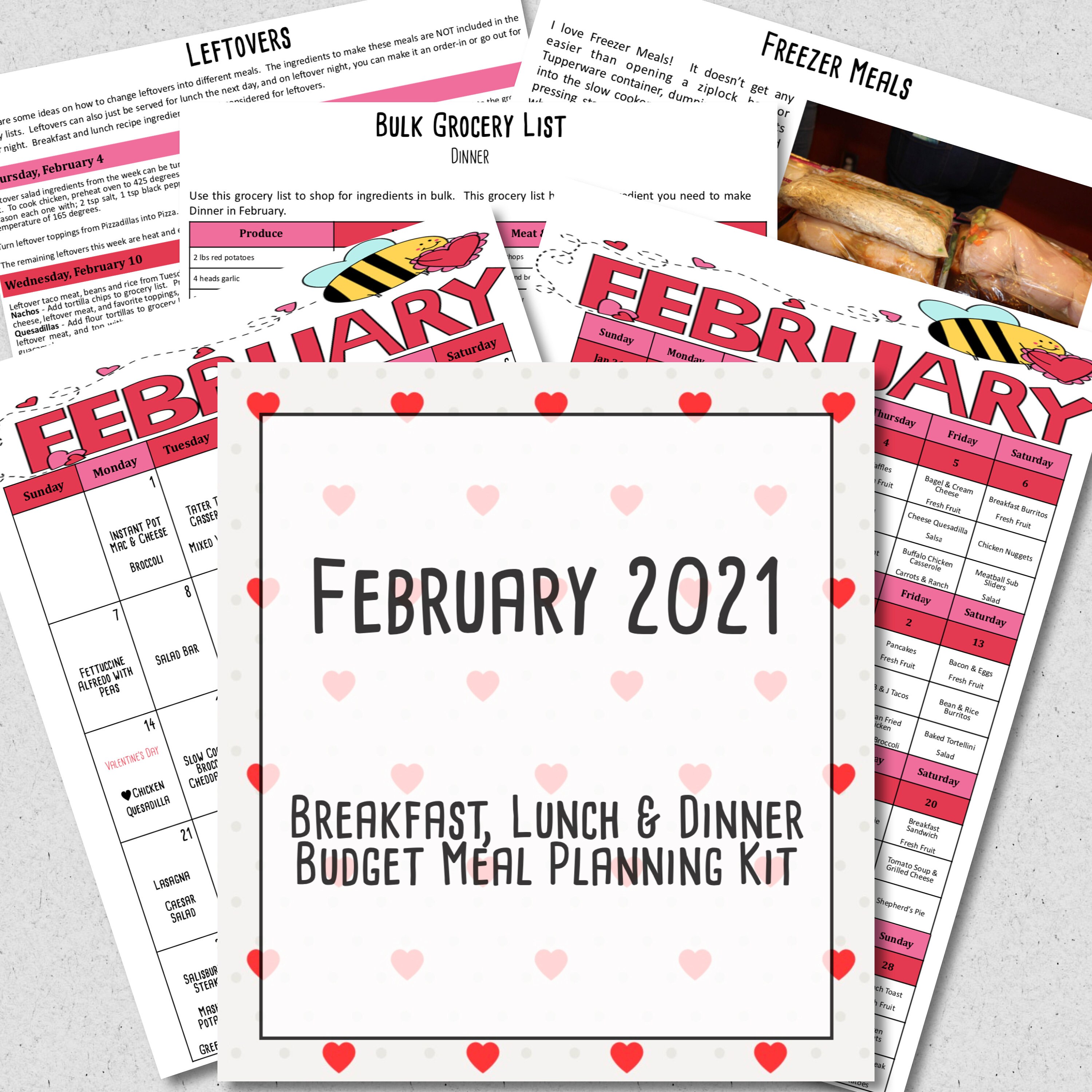 February 2021 Monthly Breakfast Lunch & Dinner Budget Meal - Etsy