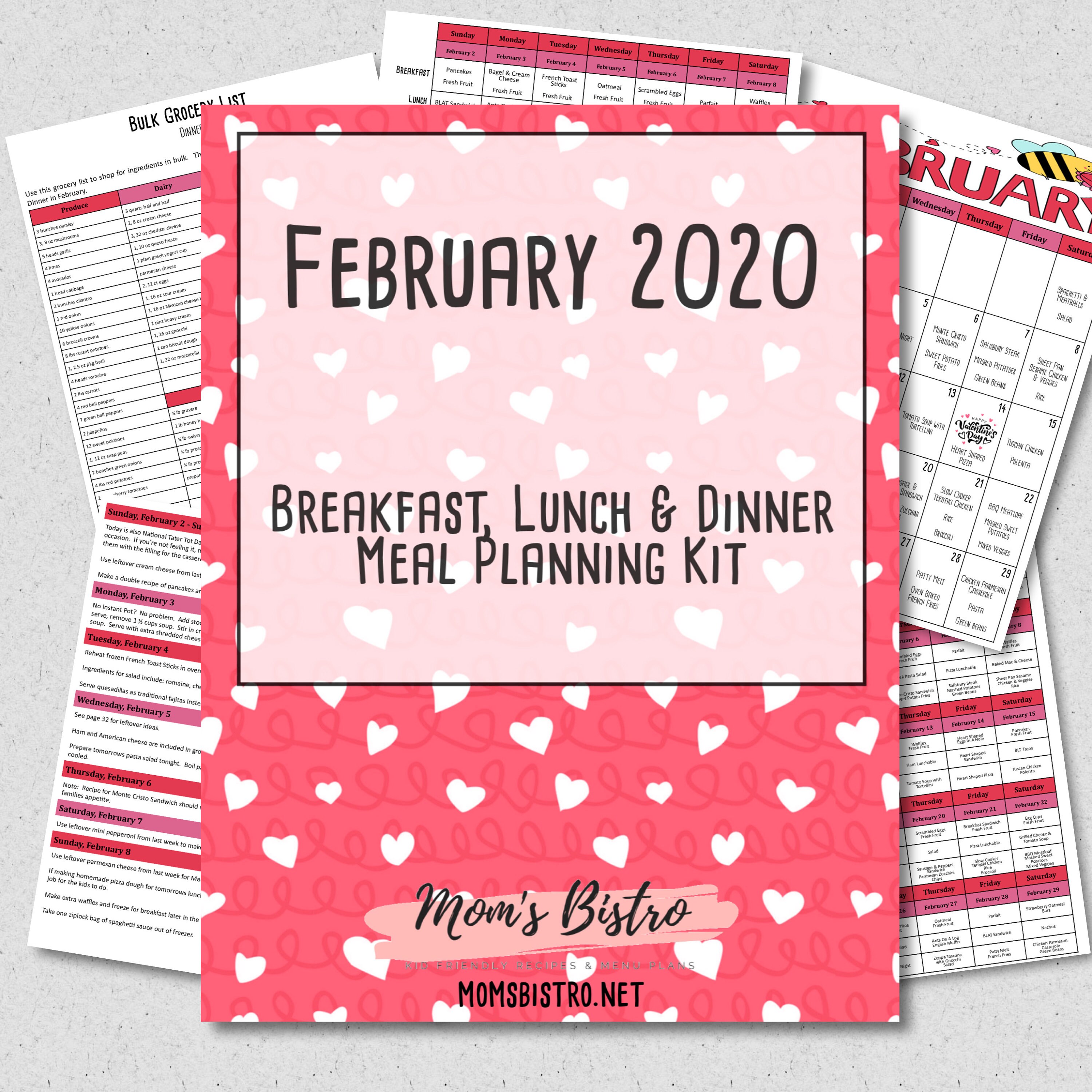February 2020 Monthly Meal Planner With Grocery List and Cookbook BONUS ...