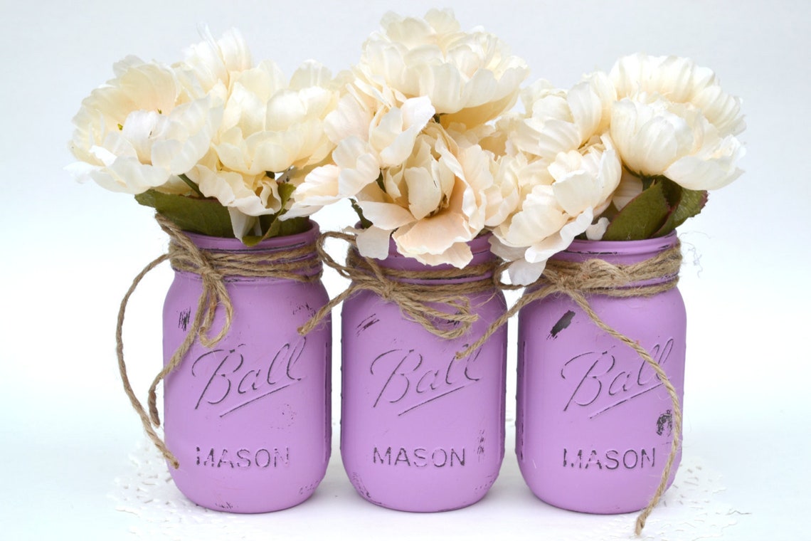 Painted Mason Jars Purple Mason Jar Painted Jars Purple - Etsy