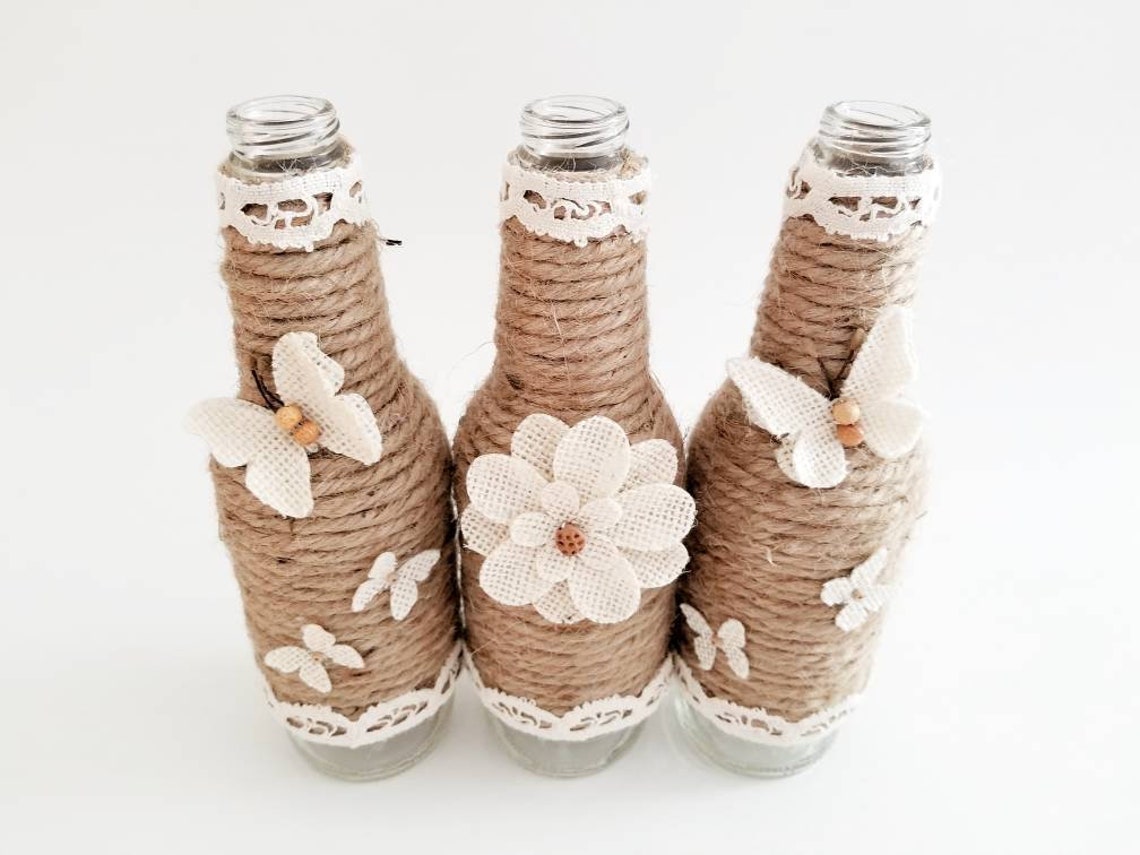 Jute Bottle Decor Jute Bottles Spring Decor Spring | Etsy