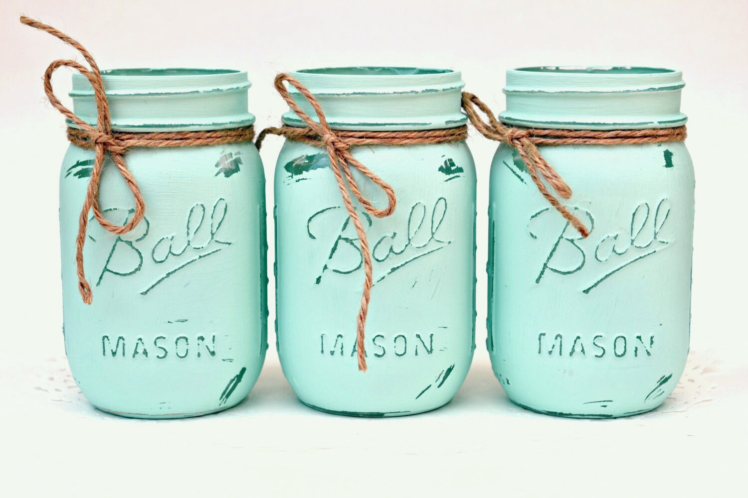 Mint Mason Jars Mason Jar Decor Mason Jars Bulk Painted - Etsy