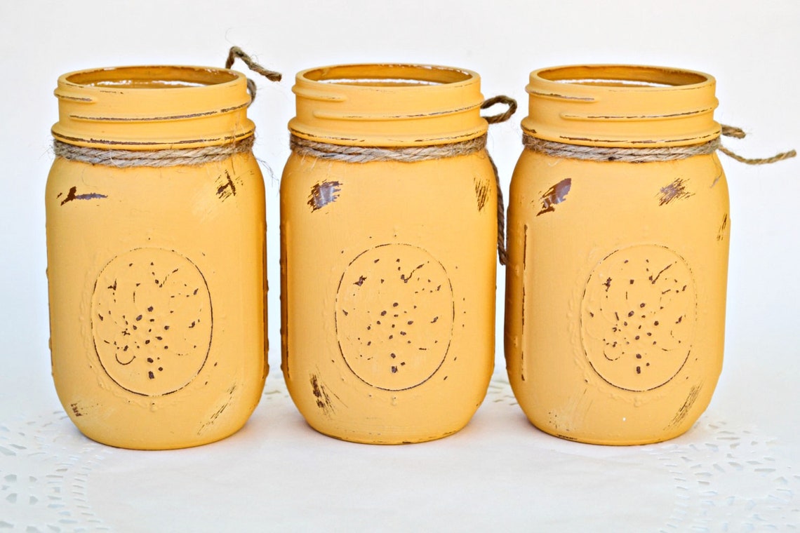 Gold Jars Yellow Jars Mason Jars Decor Mason Jar Bulk Jar | Etsy