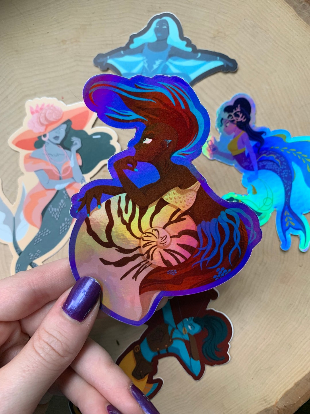 Mermaid Stickers - Holographic, Seashell, Cuttlefish, Stingray ...