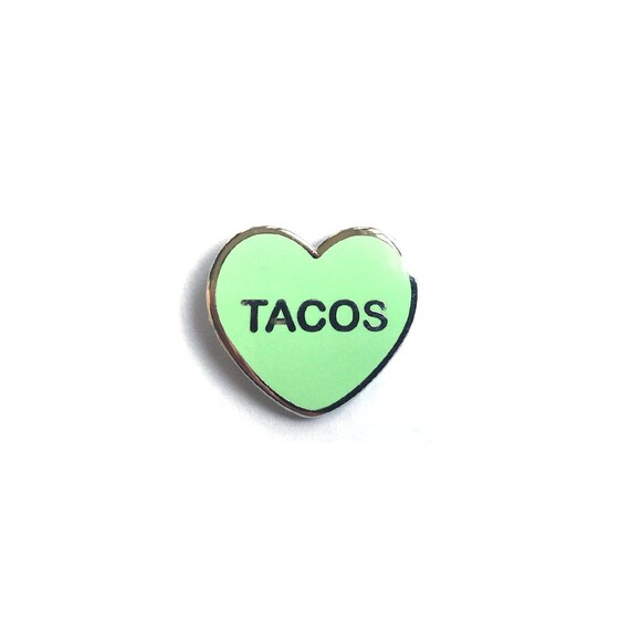 Tacos Candy Heart Enamel Pin | Etsy