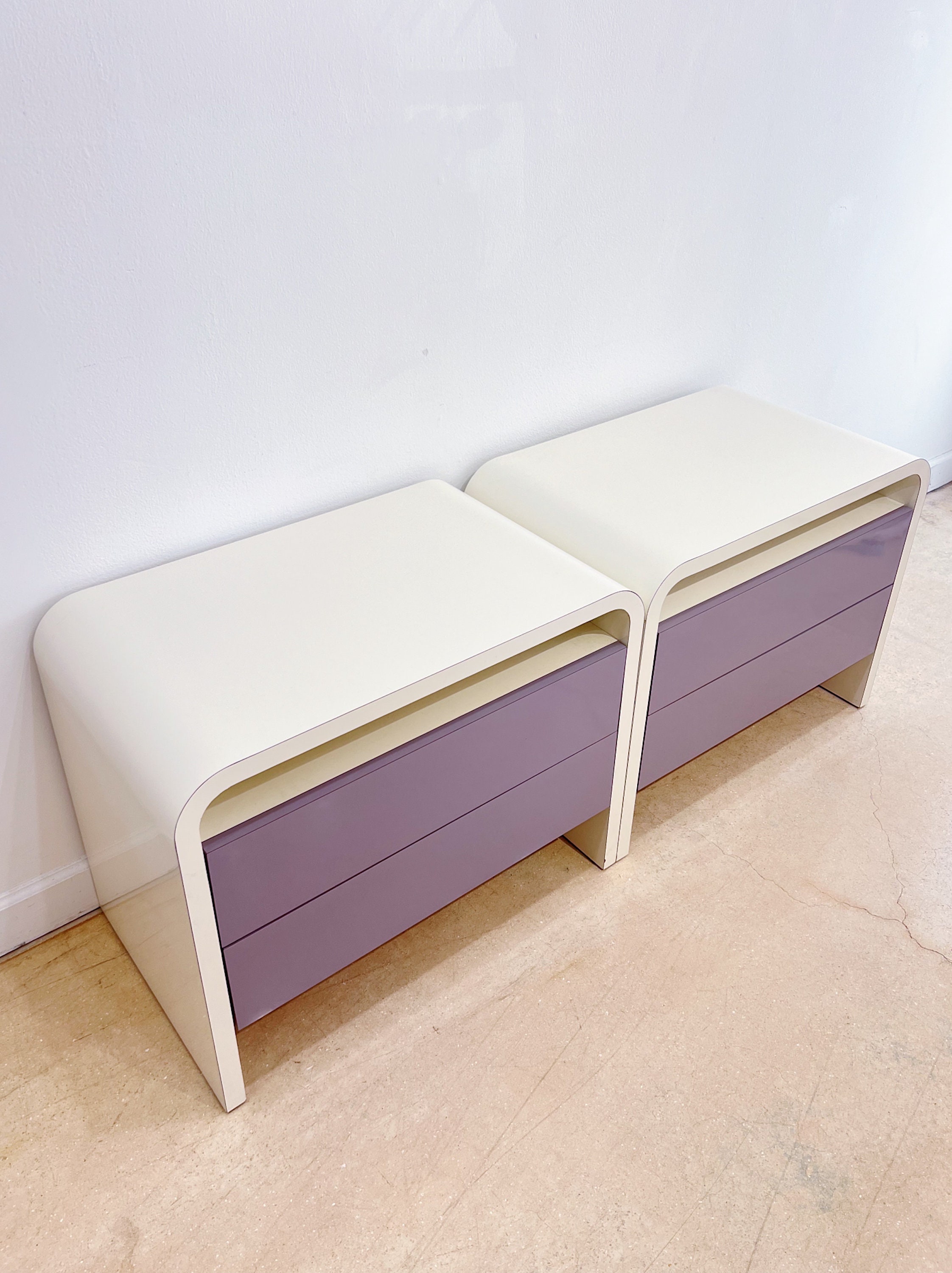 Purple White Waterfall Laminate Nightstands - Etsy